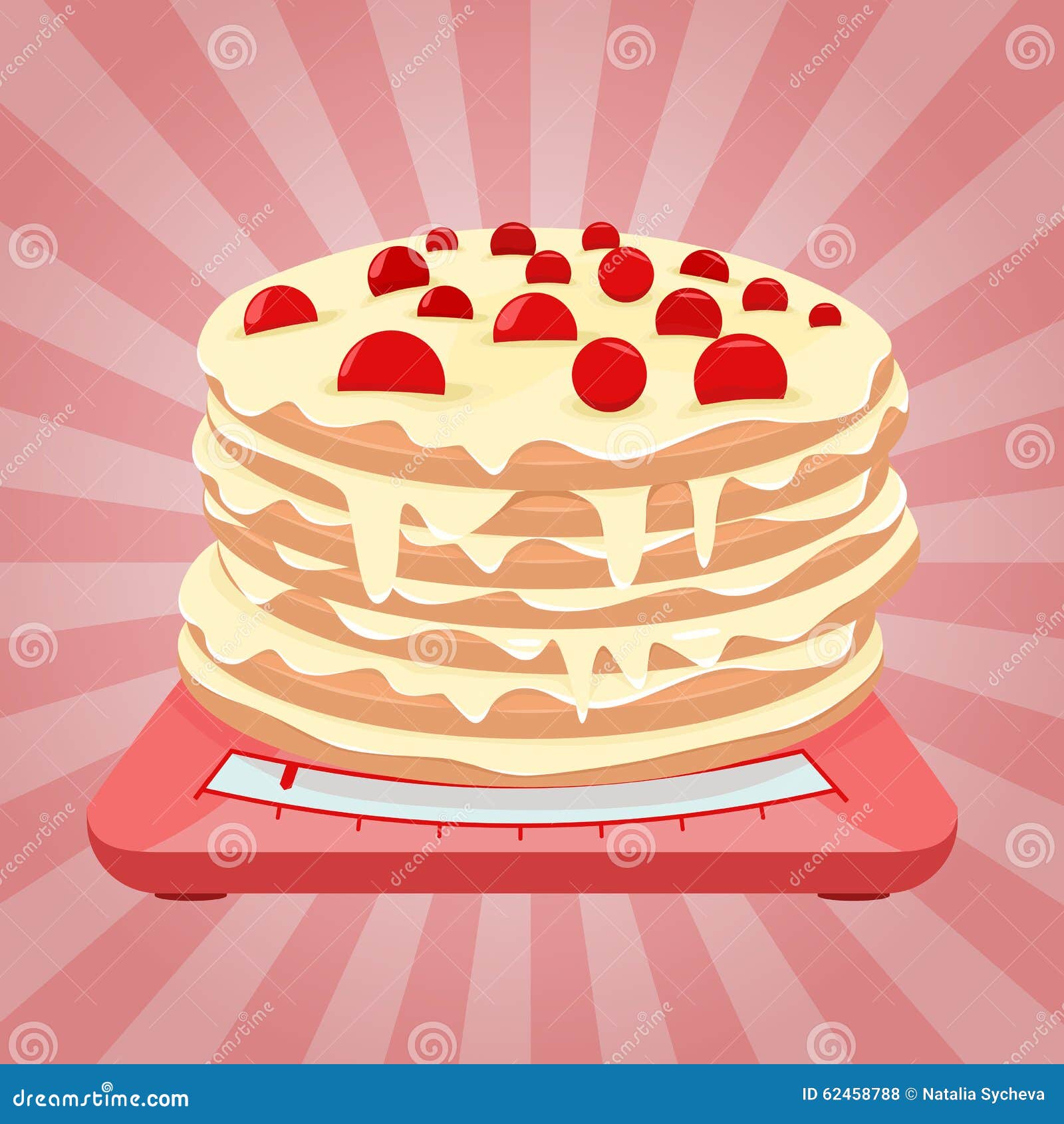 Cake on the scales stock vector. Illustration of health - 62458788