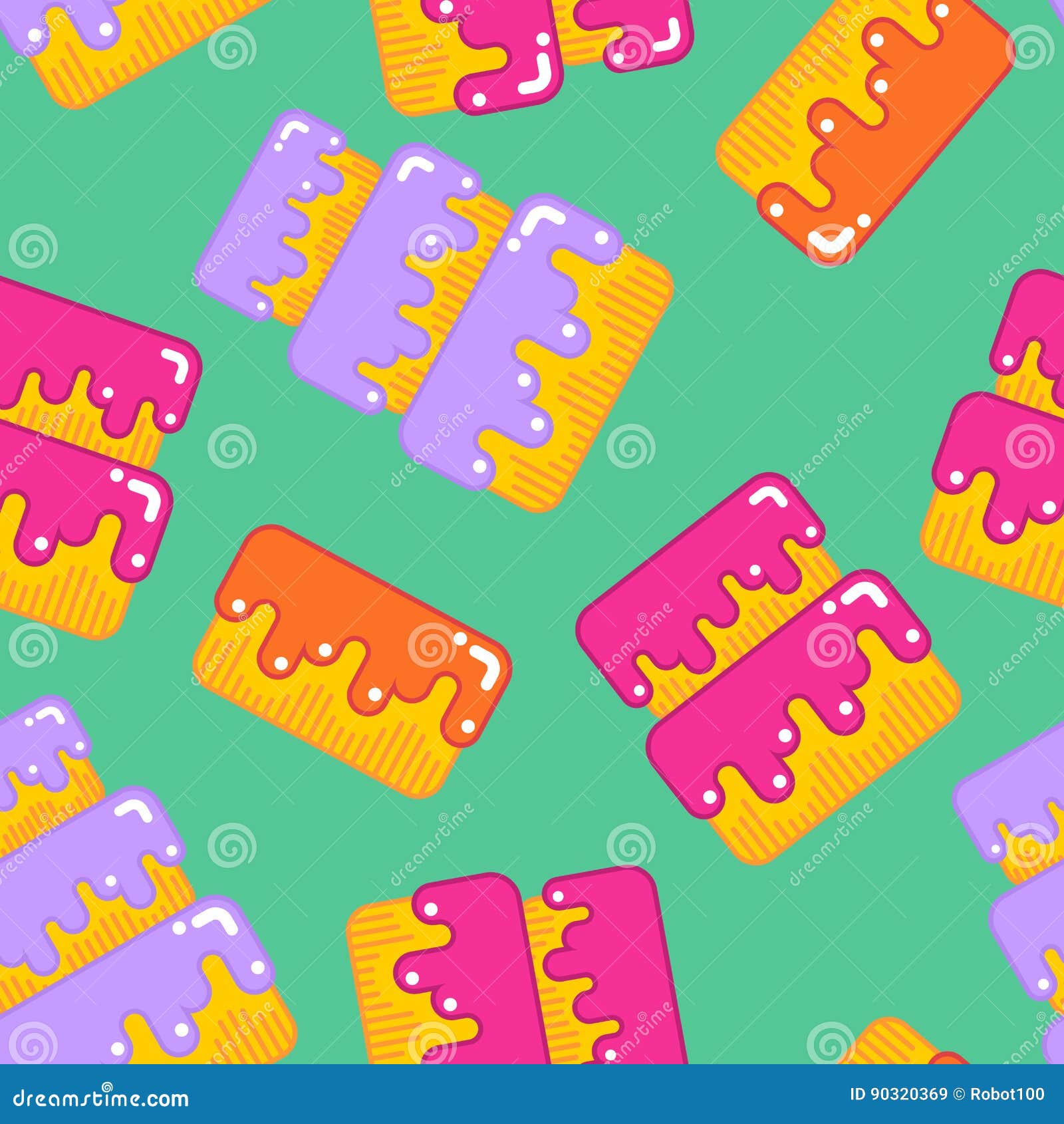 Cake Seamless Pattern. Dessert For Birthday And Holiday Background ...