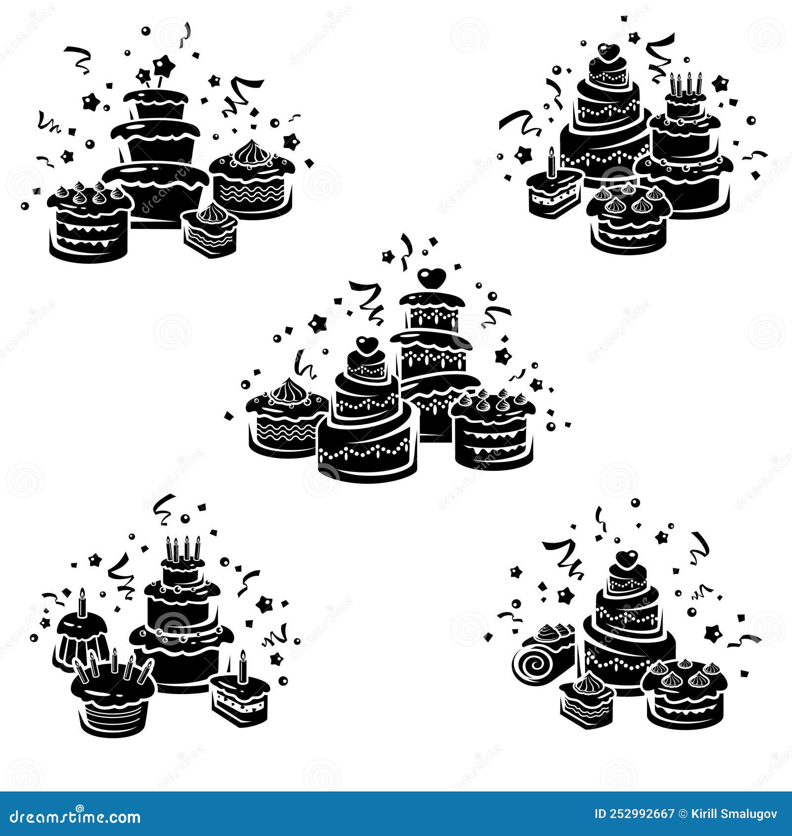 Cake Set. Elements and Icons Collection Cake Stock Vector ...