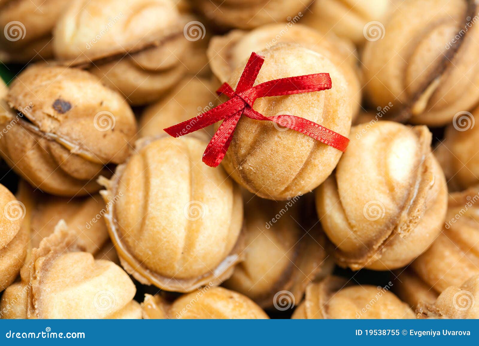 Cake in the Shape of Nut and Ribbon Stock Image - Image of shortbread ...