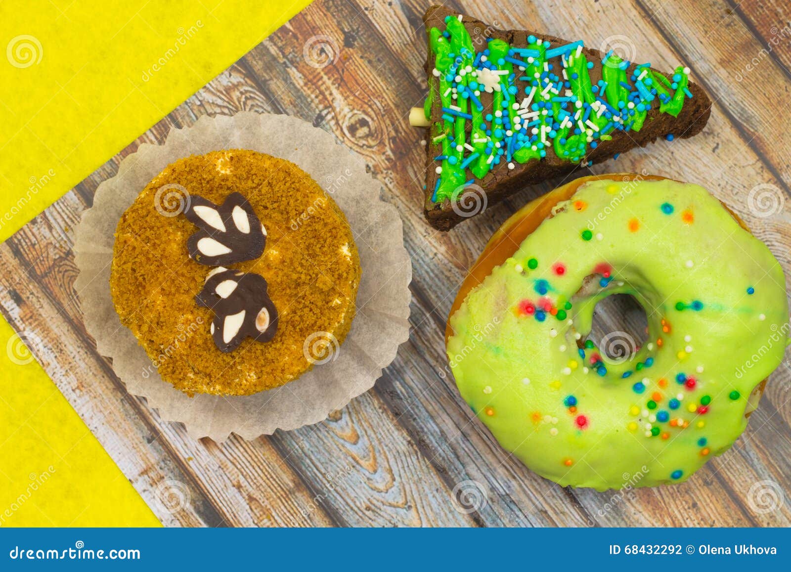 Cake in the Shape of a Triangle, and Round Cakes Stock Photo - Image of ...