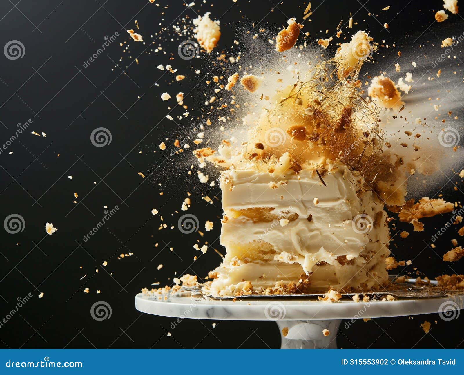 The Cake Shatters Due To an Explosion from Inside Stock Photo - Image ...
