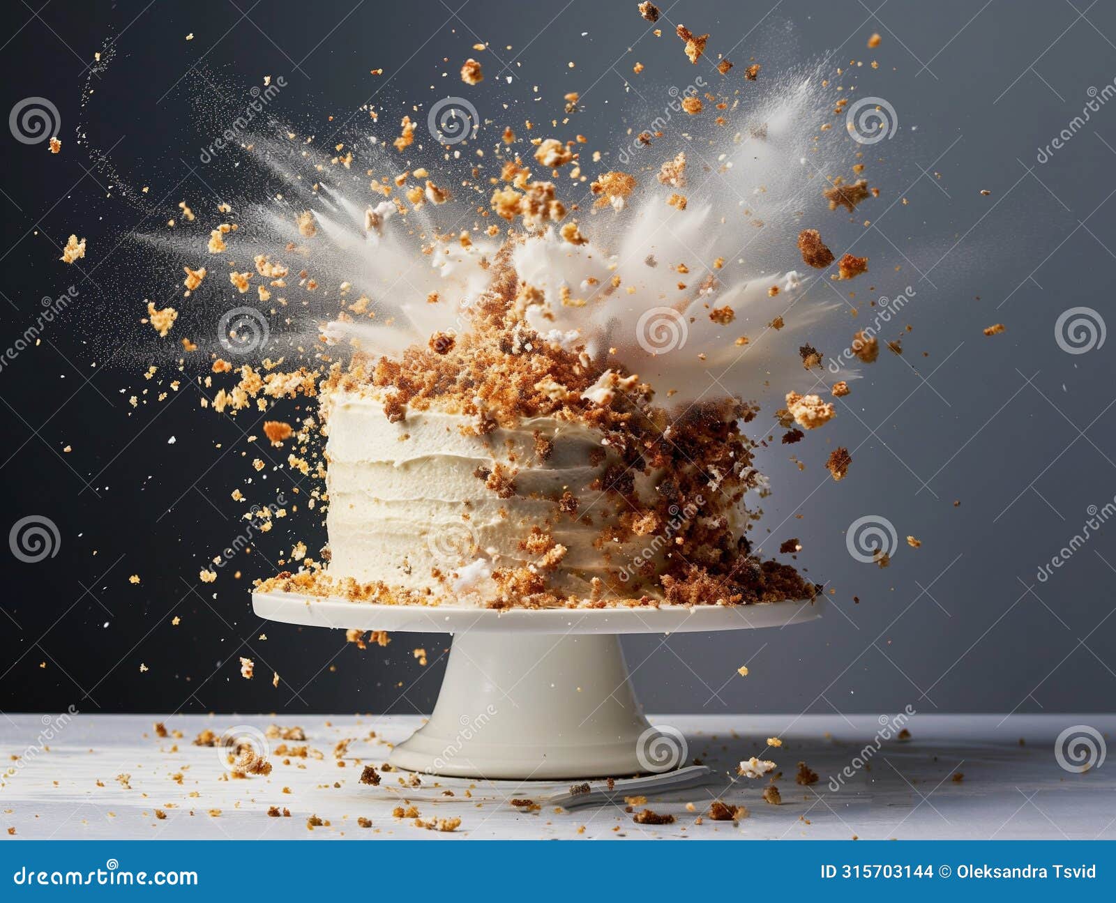 The Cake Shatters Due To an Explosion from Inside Stock Photo - Image ...