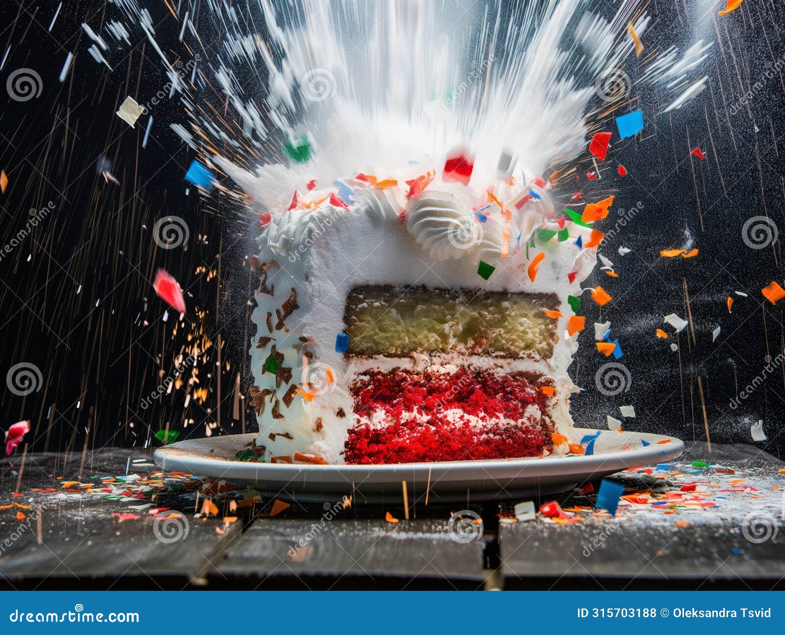 The Cake Shatters Due To an Explosion from Inside Stock Photo - Image ...