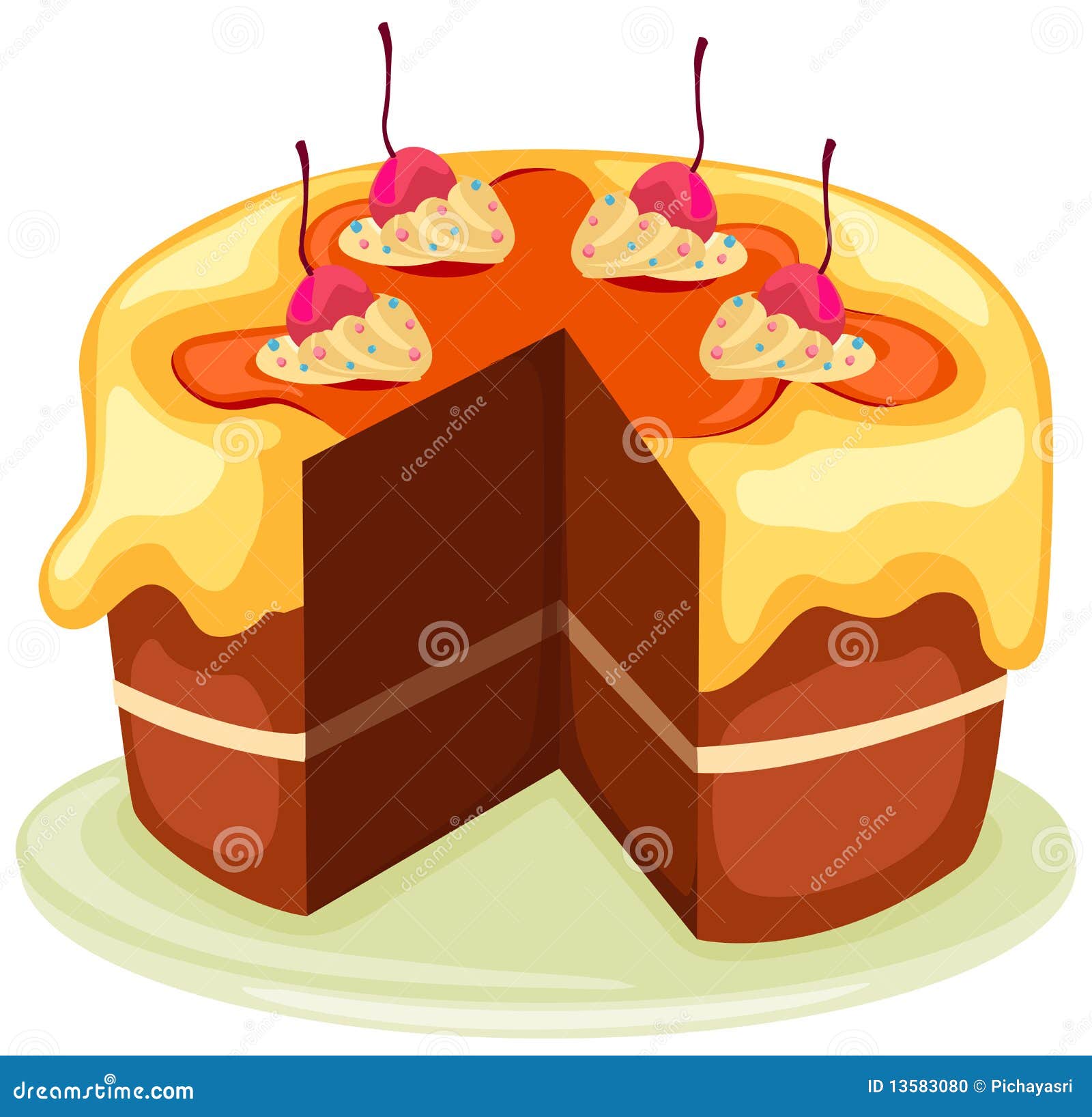 Cake with slice removed stock vector. Illustration of holiday - 13583080