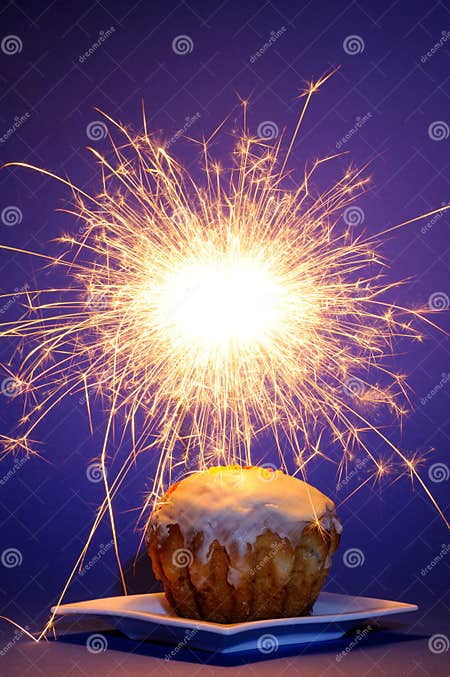 Cake with sparkler stock image. Image of shiny, illuminated - 7156565