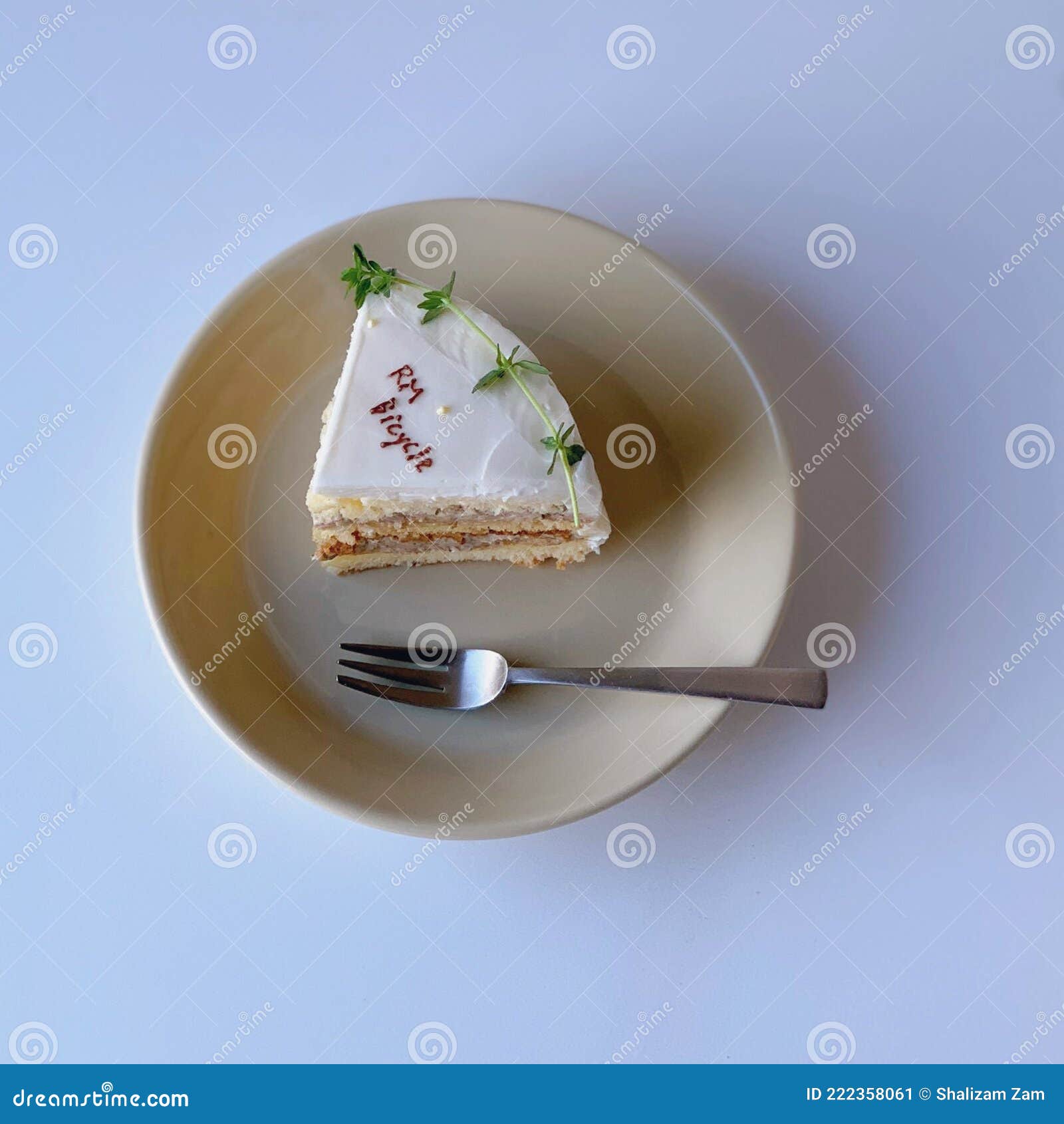 Cake with spoon stock image. Image of sweetness, dessert - 222358061
