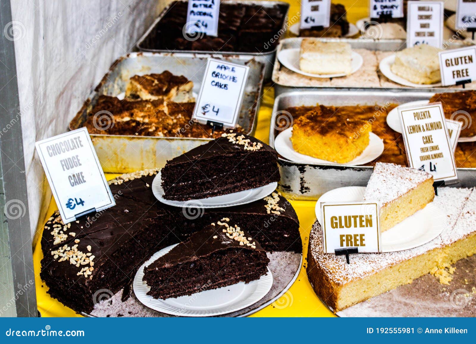 Cake stall at market stock image. Image of fudge, chocolate - 192555981