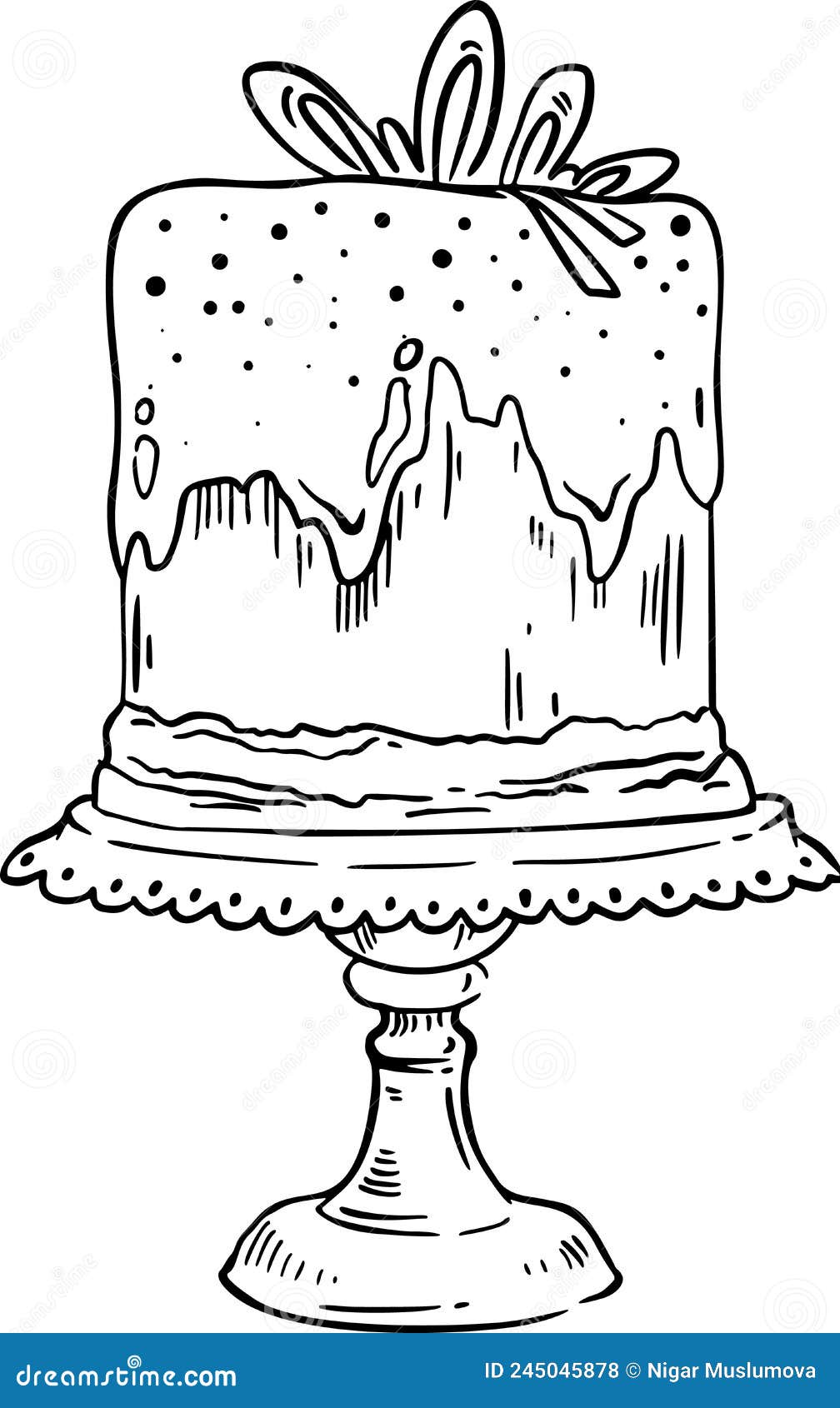 Cake on a Stand, Hand Draw Vector Illustration Art Stock Vector ...