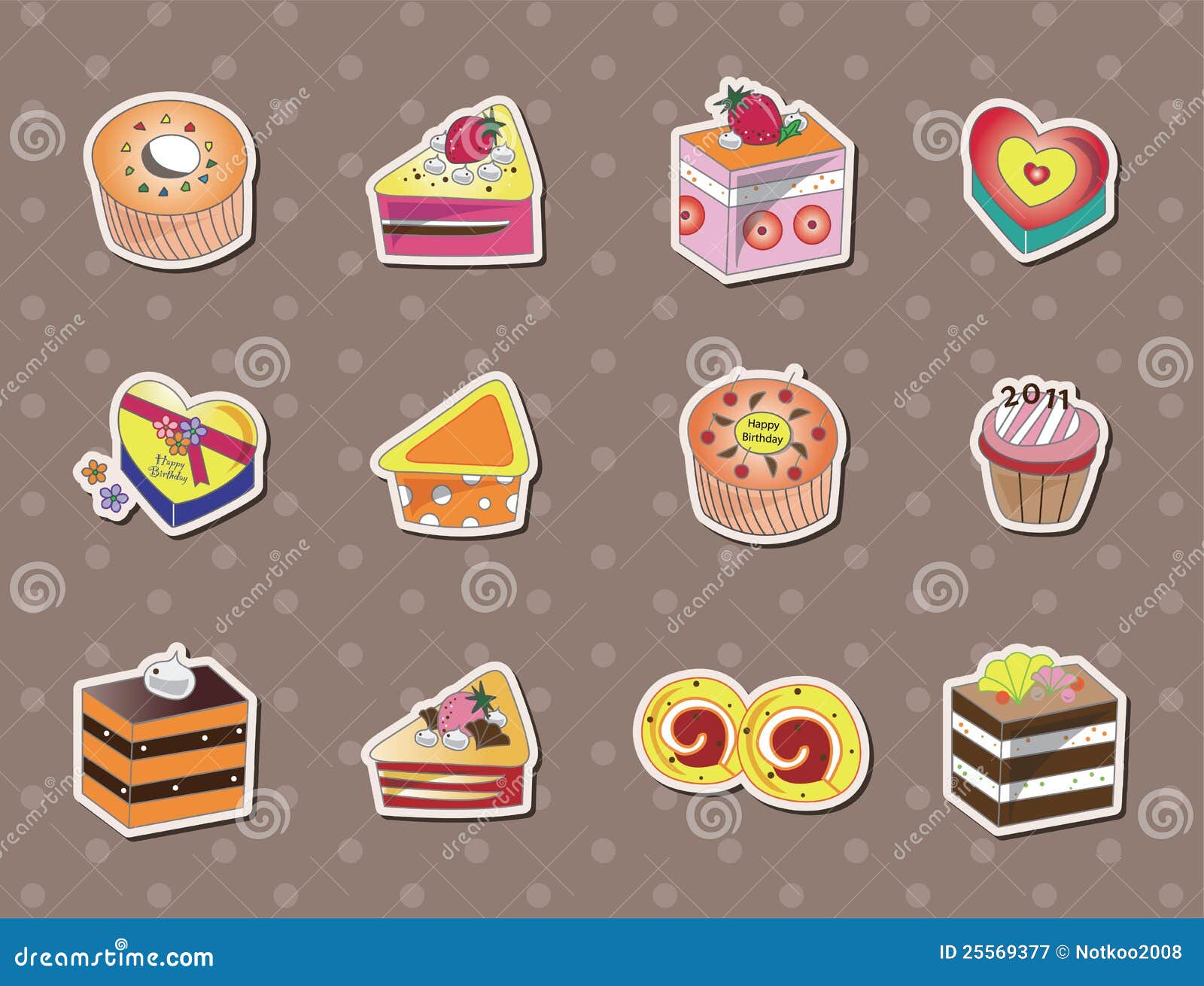 Cake stickers stock vector. Illustration of cartoon, card - 25569377
