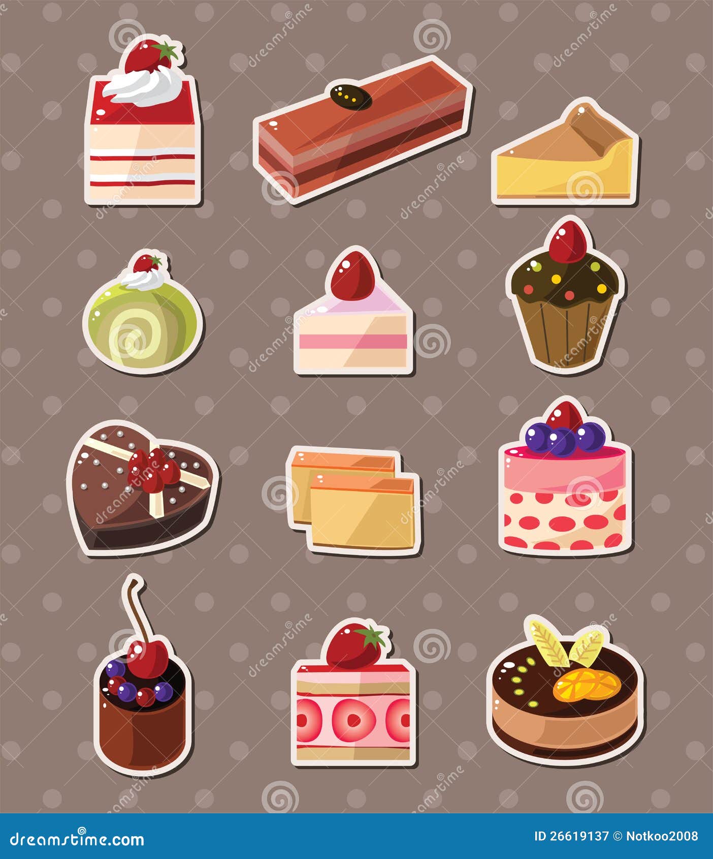 Cake stickers stock vector. Illustration of cupcake, card - 26619137