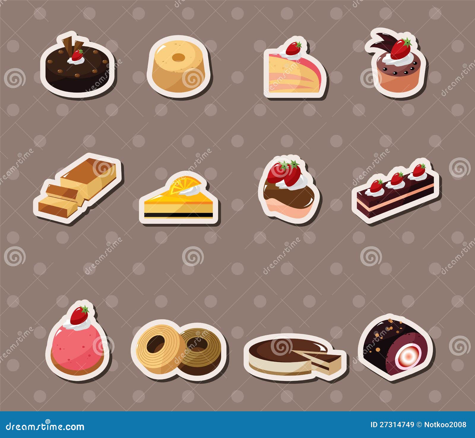 Cake stickers stock vector. Illustration of dessert, greeting - 27314749