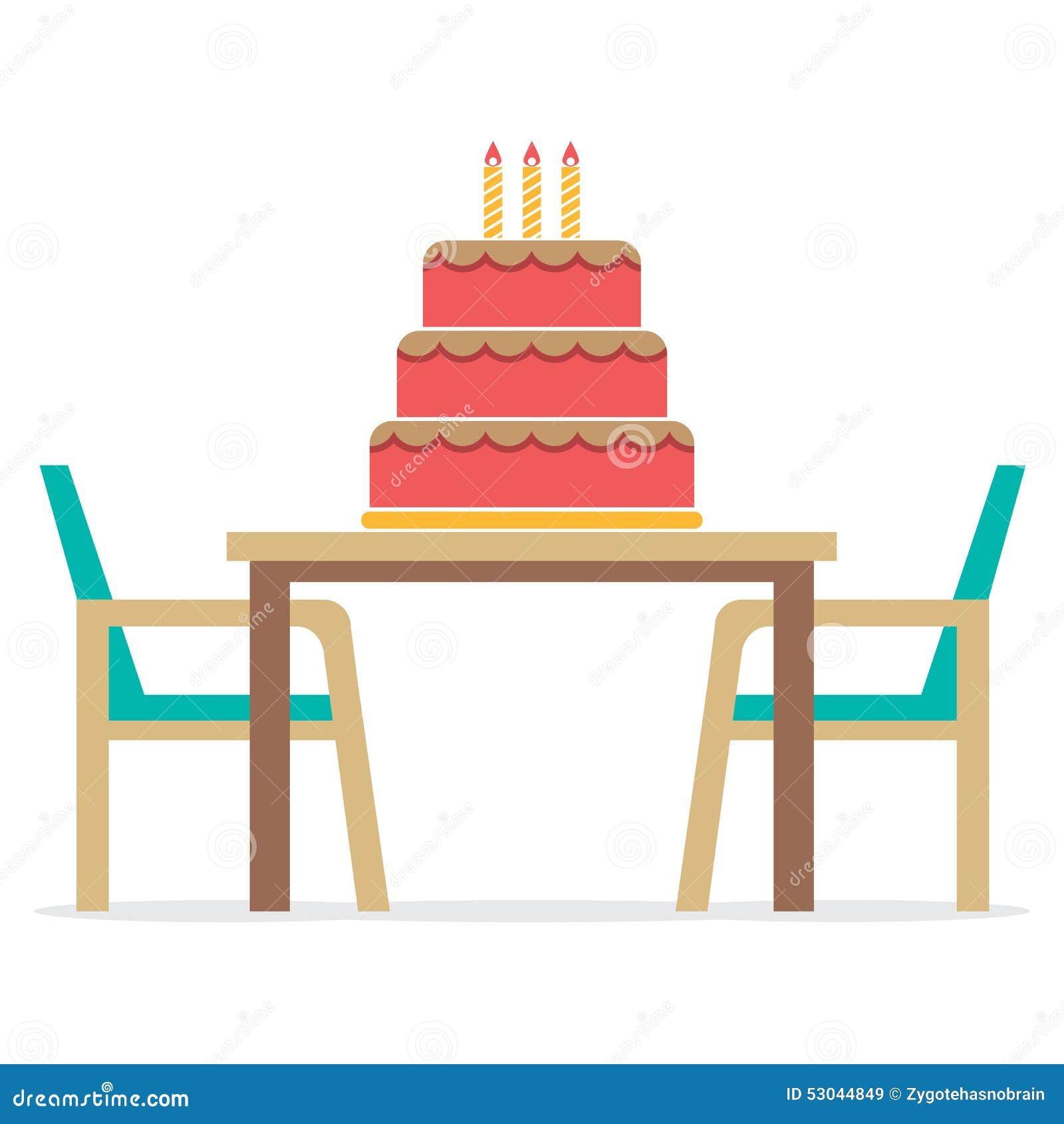 Cake on a Table with Chairs Stock Vector - Illustration of vector ...