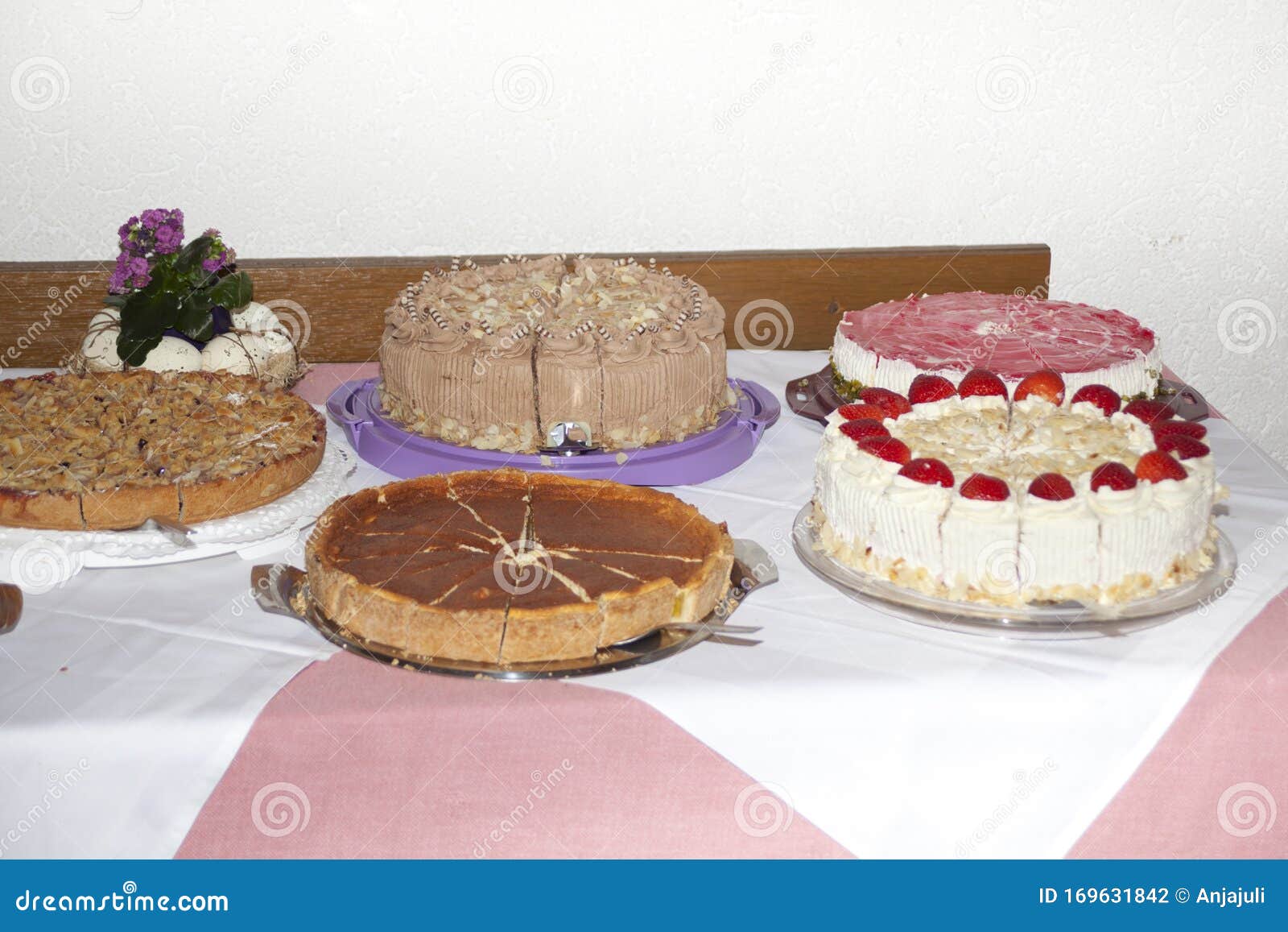 Cake and Tartes Buffet. Birthday Celebration Party Stock Photo - Image ...