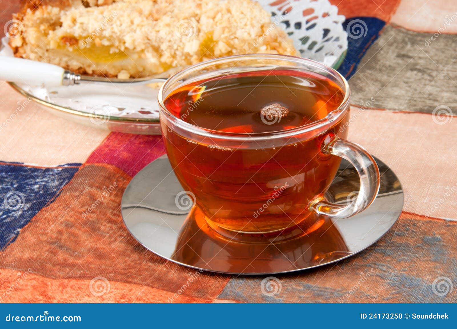 Cake and tea on stock photo. Image of tablecloth, tasty - 24173250