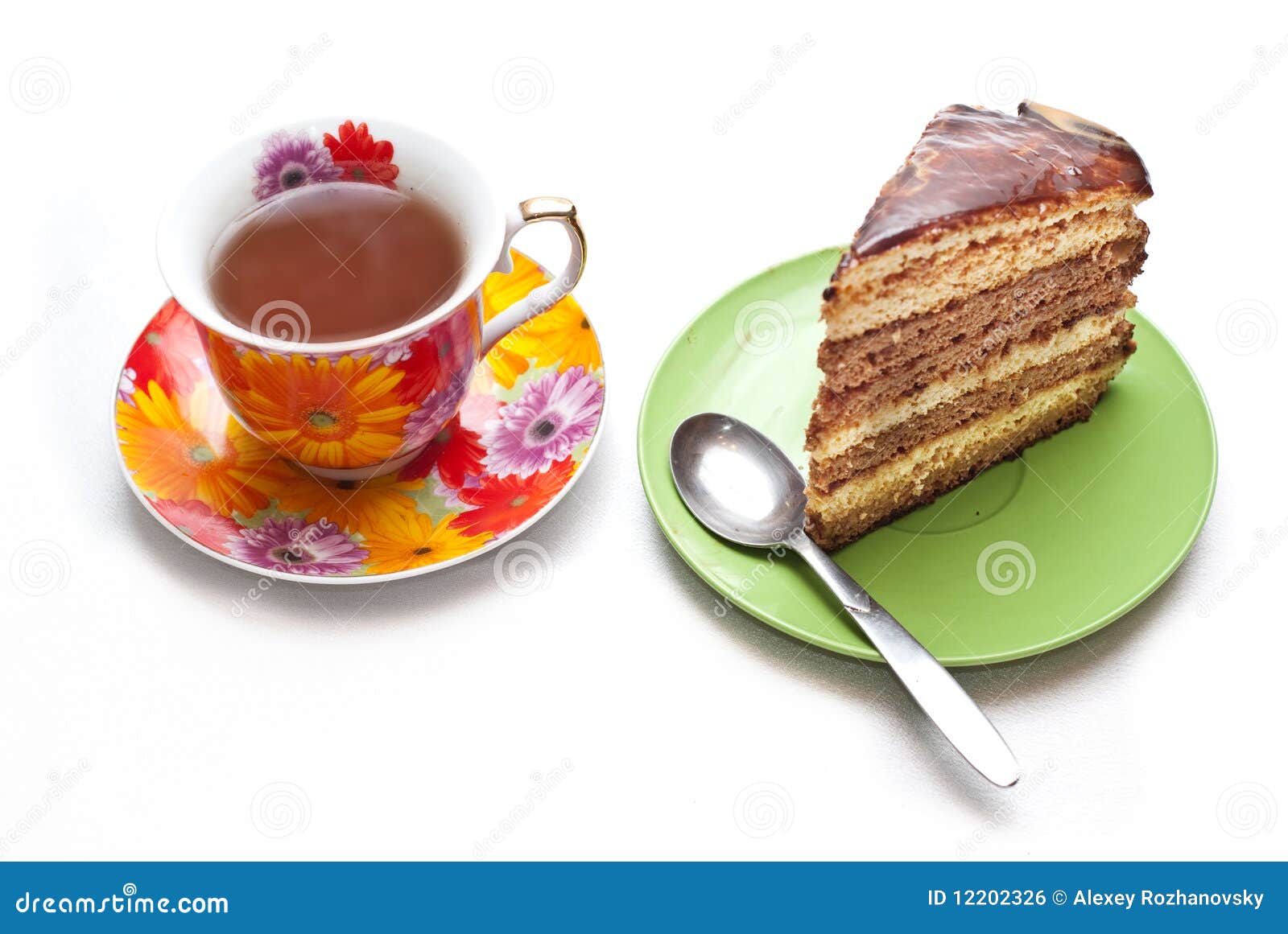 Cake with tea or coffee stock photo. Image of dessert - 12202326