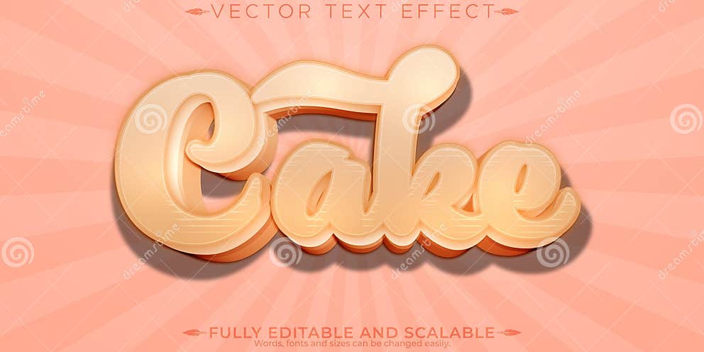 Cake Text Effect, Editable Bakery and Cook Text Style Stock Vector ...