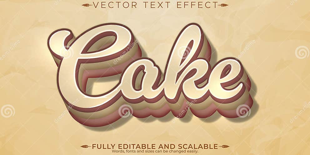 Cake Text Effect, Editable Food and Cook Text Style Stock Vector ...