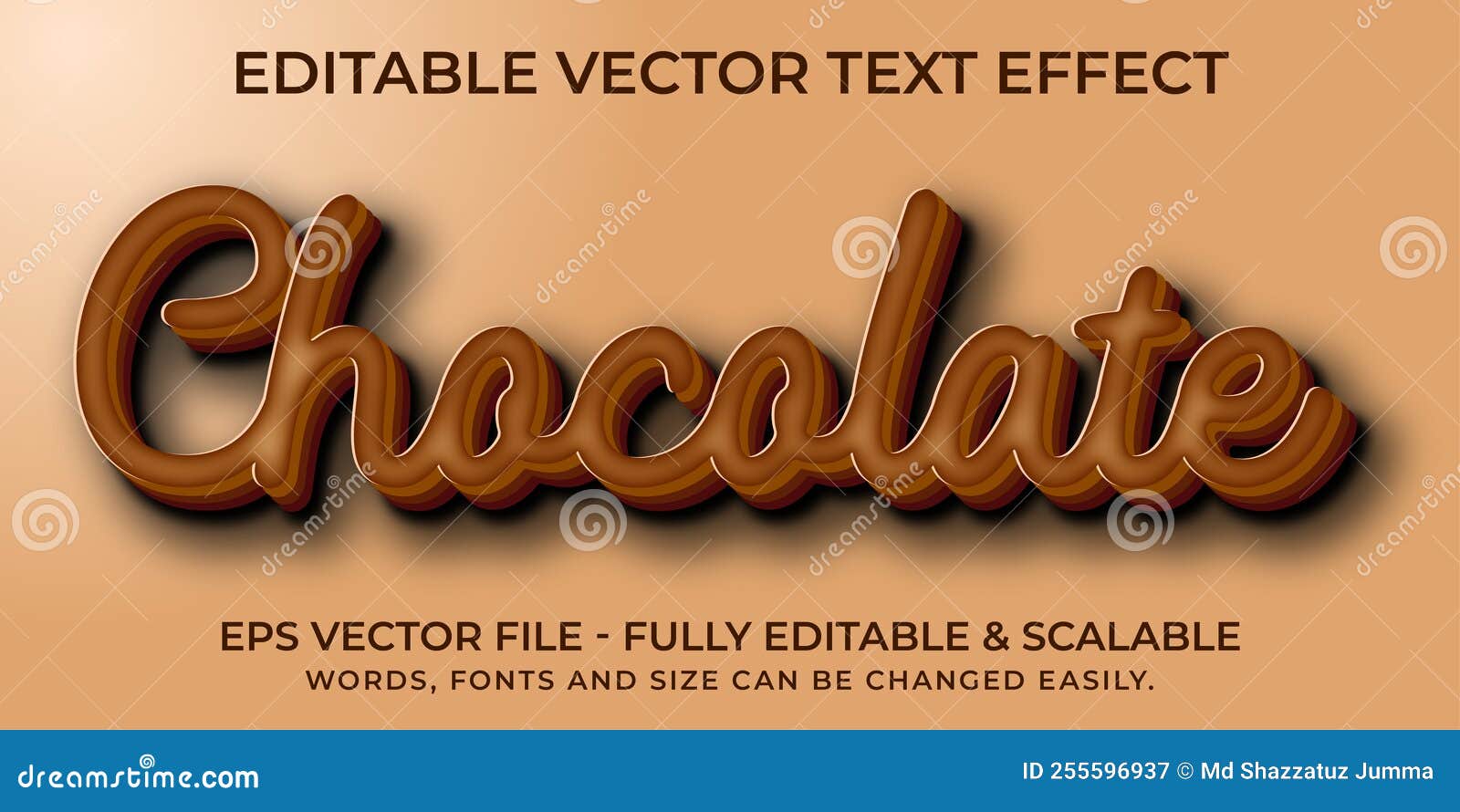 Chocolate Cake Text Effect Editable Vector Stock Vector - Illustration ...