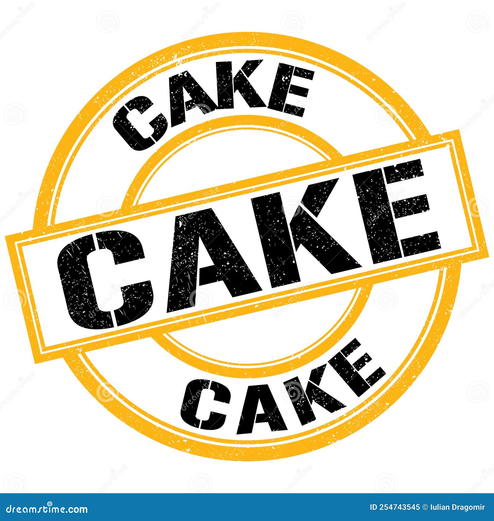 CAKE Text on Yellow-black Round Stamp Sign Stock Illustration ...