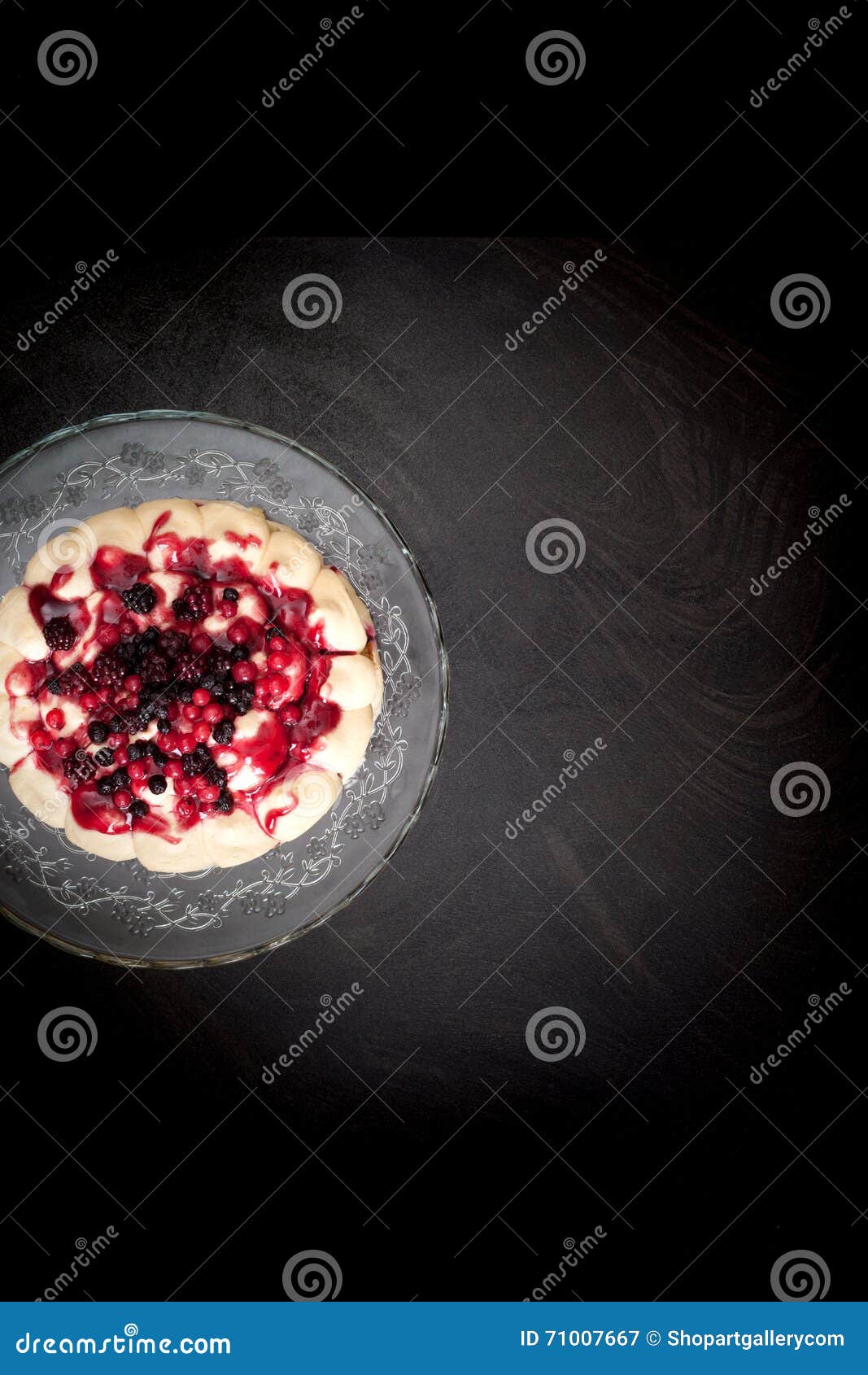Cake Top View on Black stock image. Image of eating, cream - 71007667