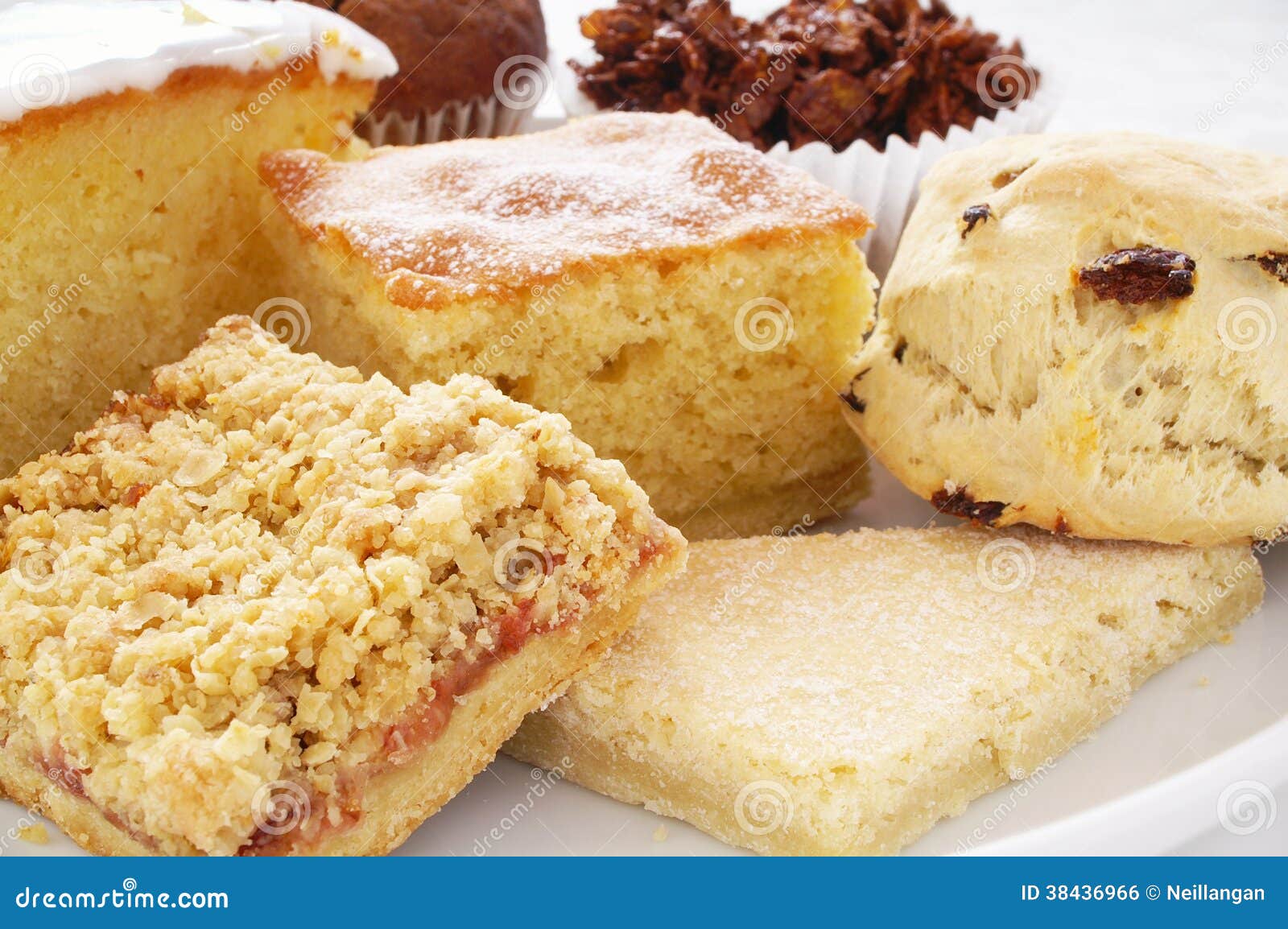 Cake and Tray Bake Selection on White Background Stock Photo - Image of ...