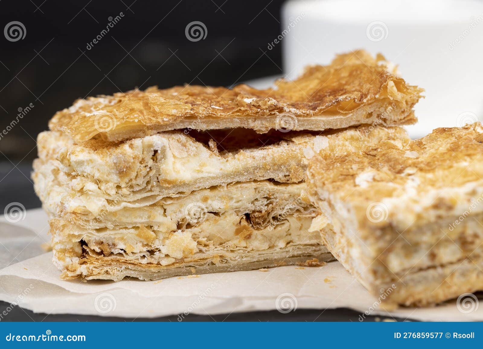 Cake Using Sweet Cream with Lots of Thin Layers Stock Image - Image of ...