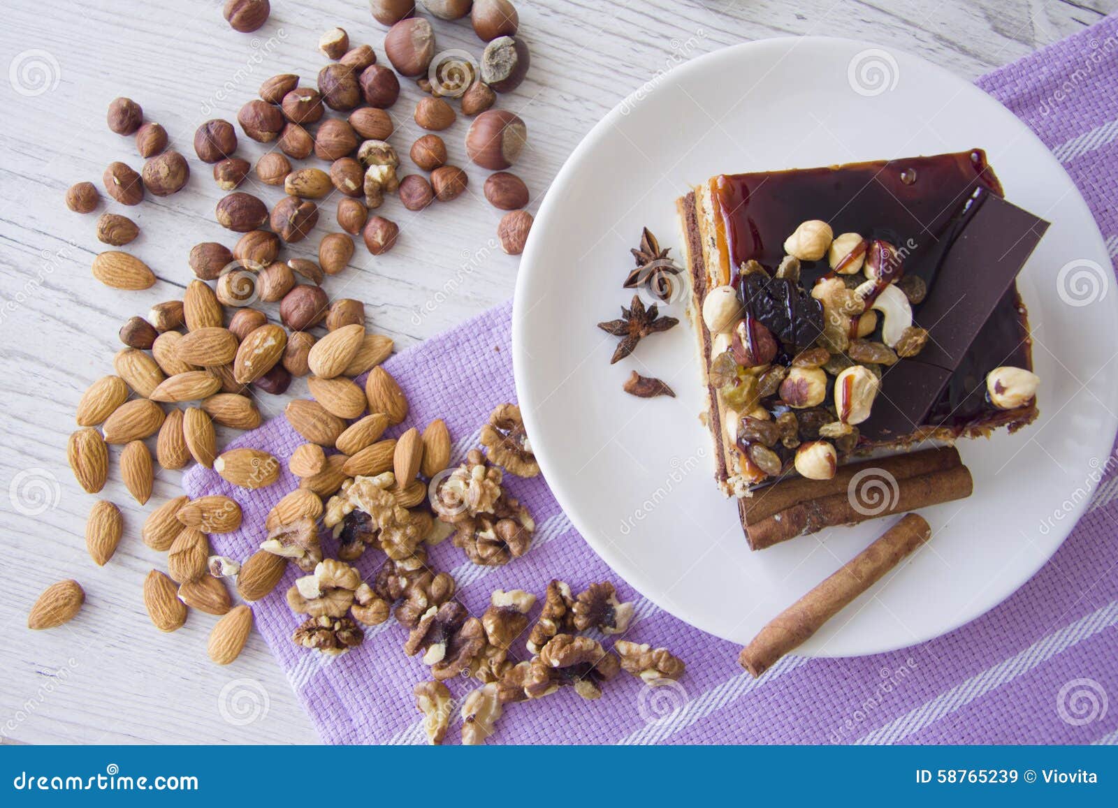 Cake with variety of nuts stock image. Image of frosting - 58765239
