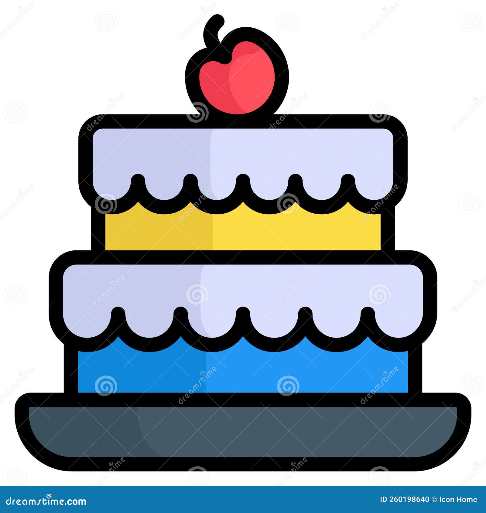 Cake Vector Outline Colored Icon. Modern Colored Outline Symbols ...