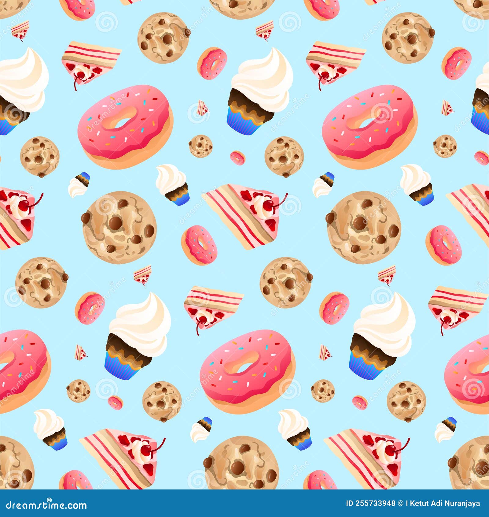 Cake Vector Seamless Pattern Stock Vector - Illustration of cream ...