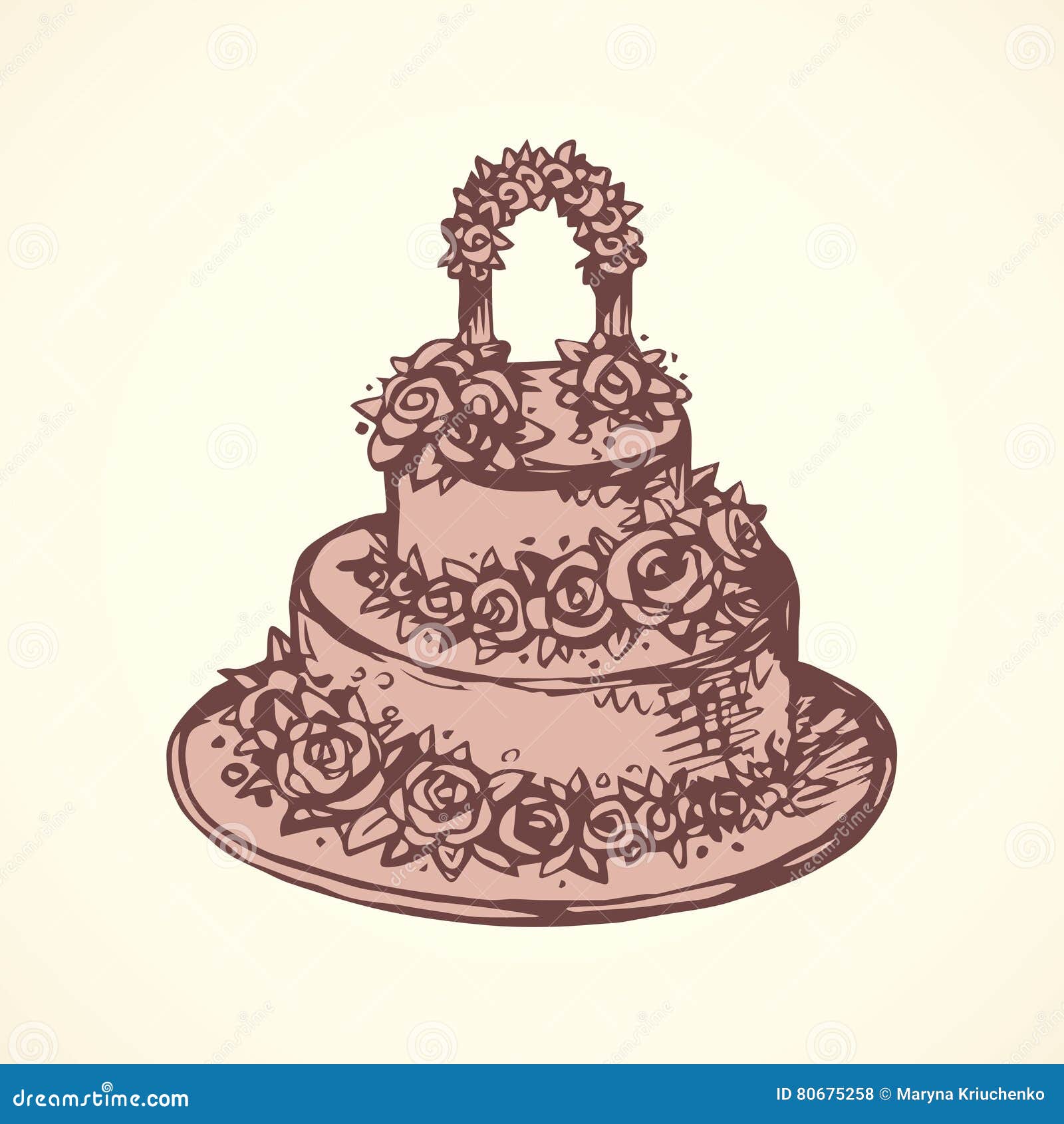 Cake Vector tekening vector illustratie. Illustration of boeket - 80675258