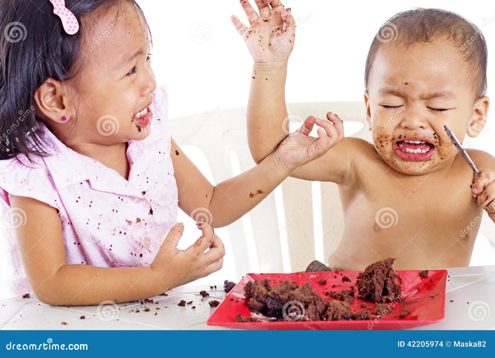 Cake War stock photo. Image of toddler, quarreling, crying - 42205974