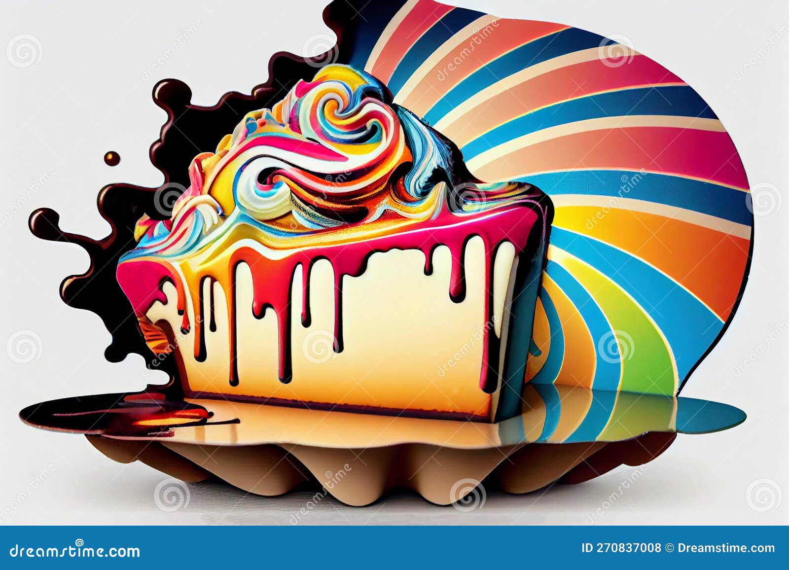 Cake on White Background in Psychedelic Art Stock Illustration ...