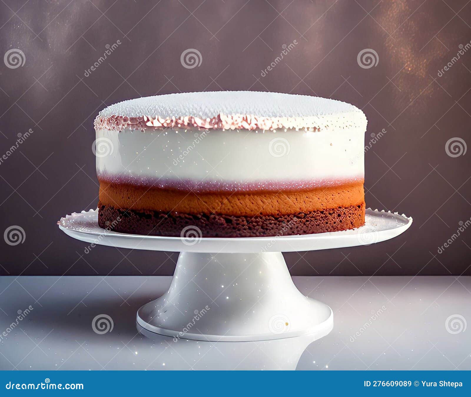 A Cake with White Icing and Rainbow Colors on it Stock Illustration ...