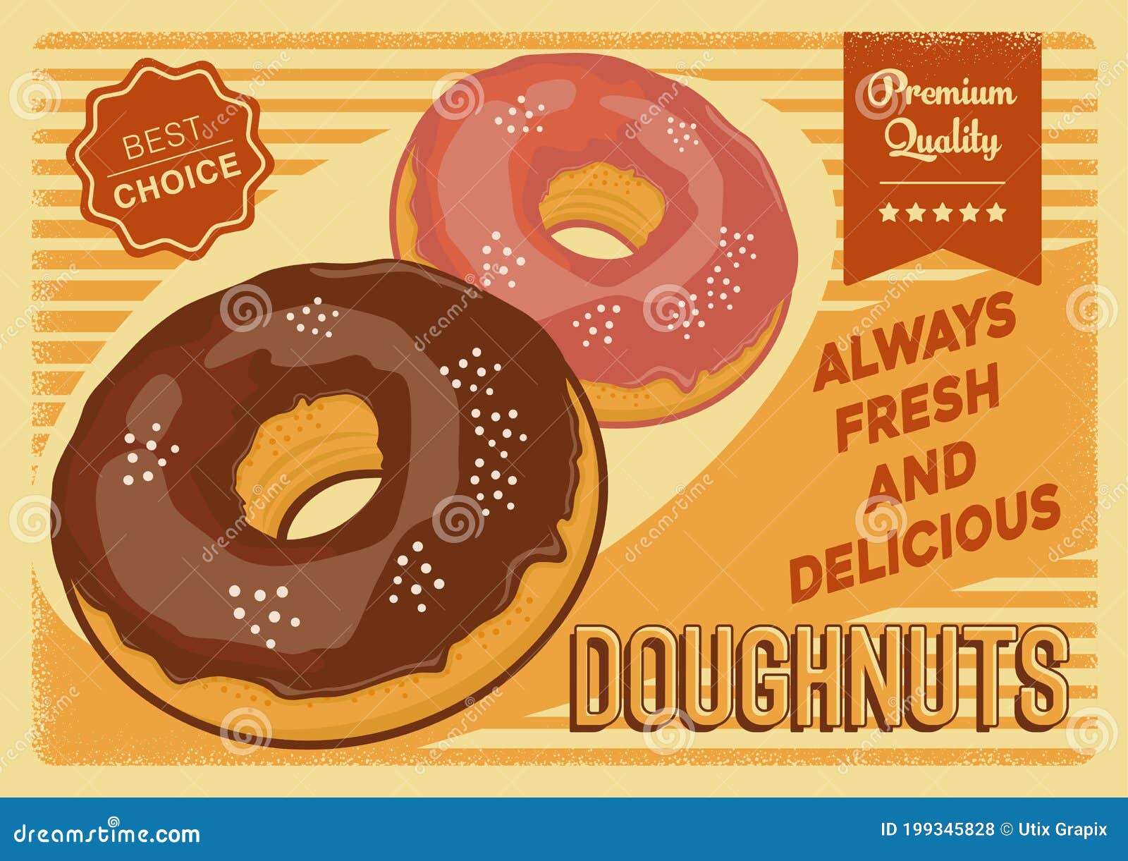 Donut Donuts Doughnut Doughnuts Signage Poster Rustic Stock Vector ...