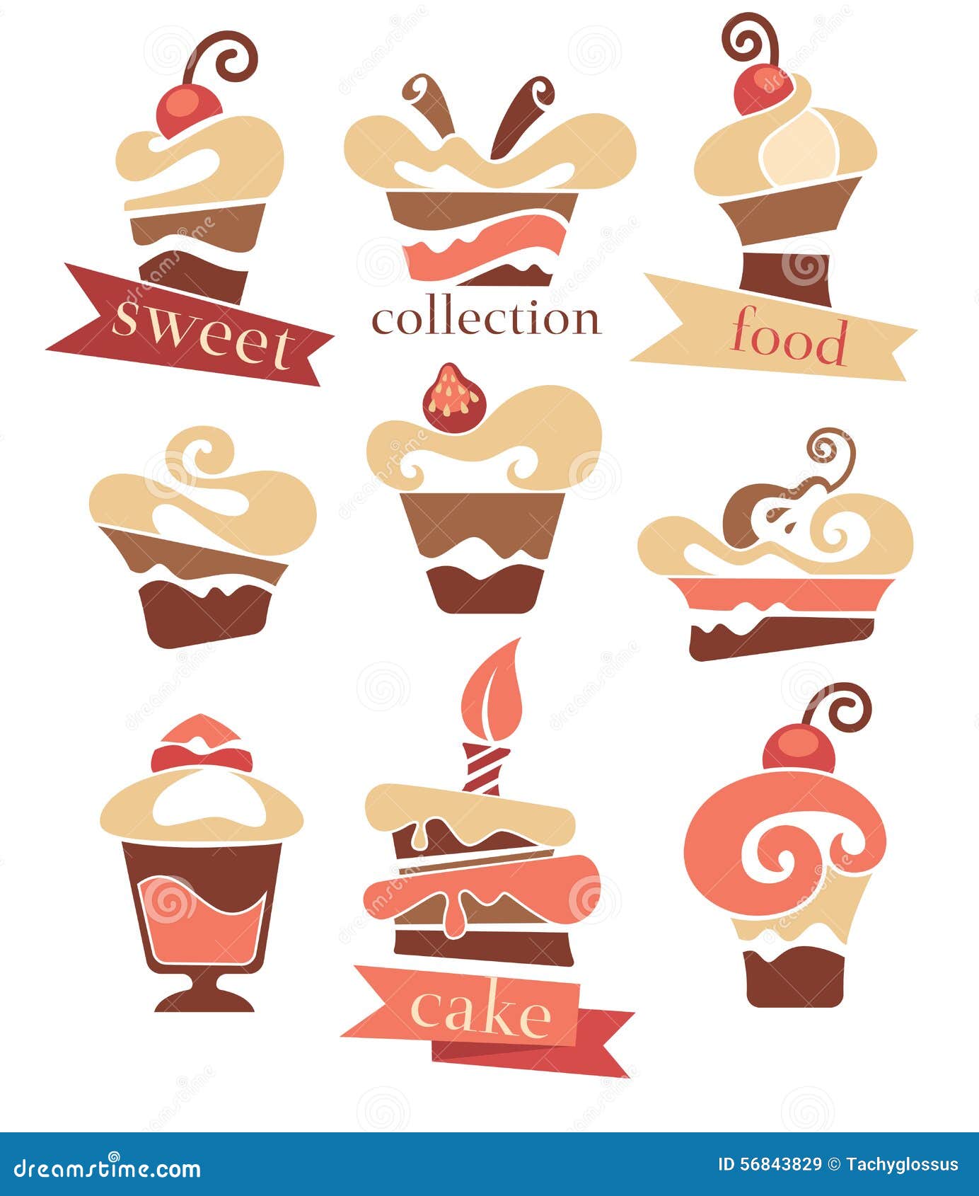 Cakes collection stock vector. Illustration of bakery - 56843829