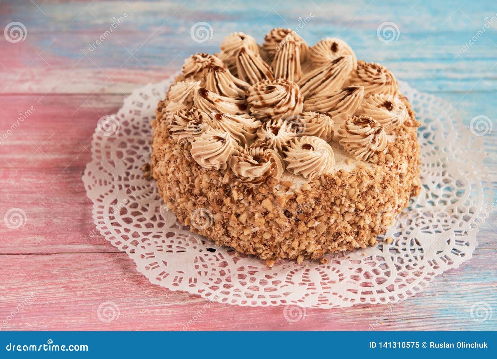 Cakes on color background stock image. Image of baked - 141310575