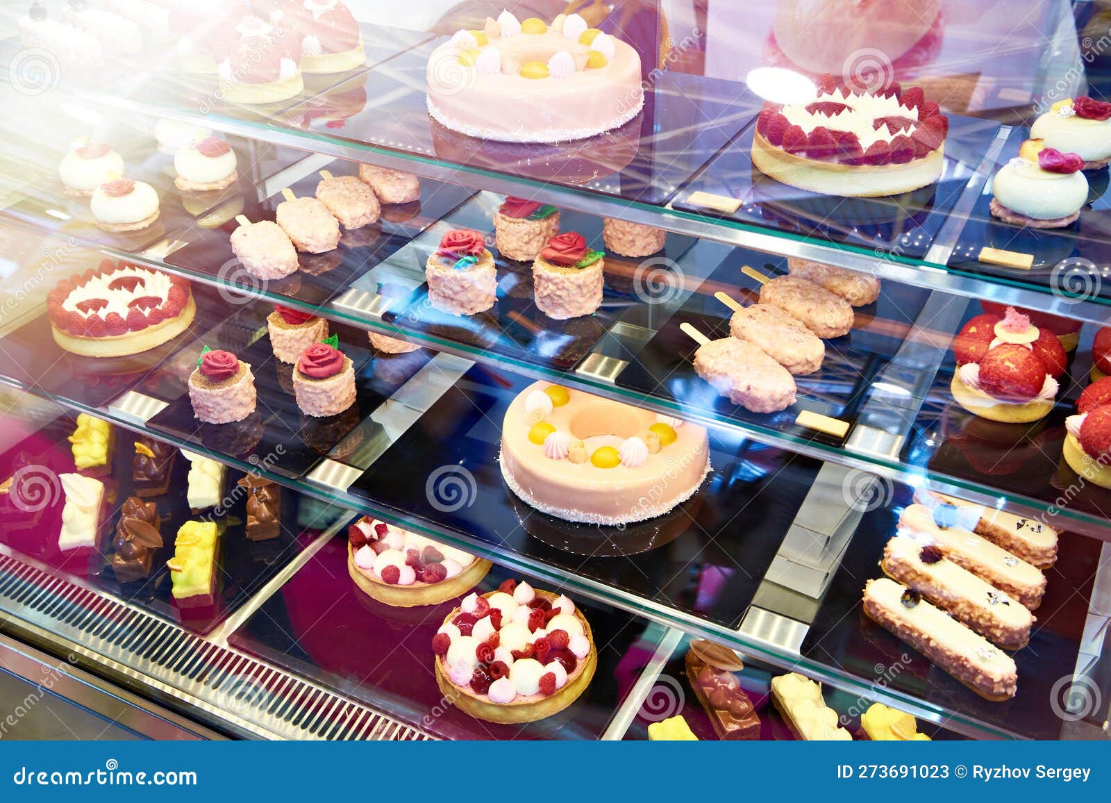 Cakes on counter store stock image. Image of cream, market - 273691023