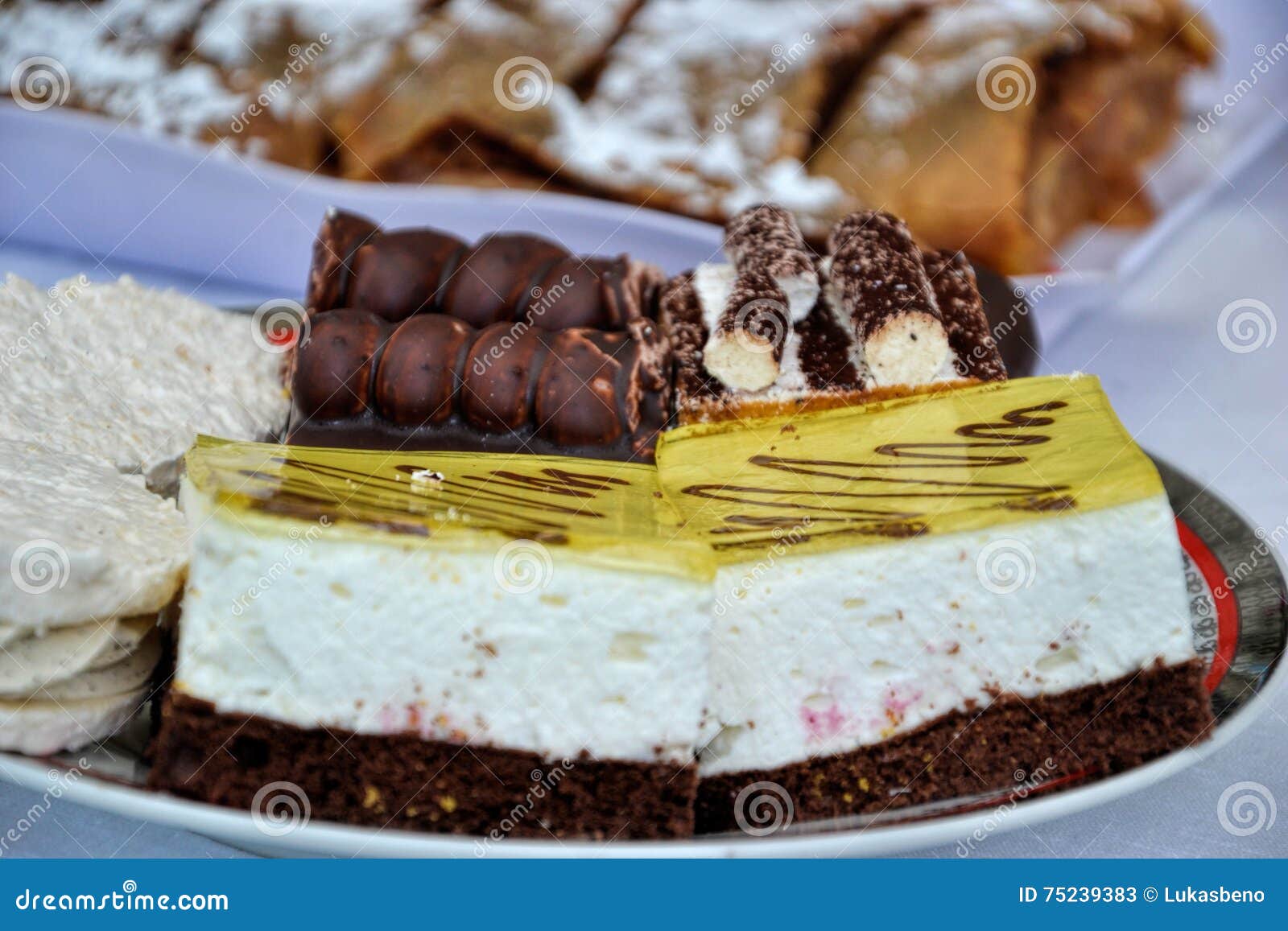 Cakes and Desserts on a Plate Stock Image - Image of food, candy: 75239383