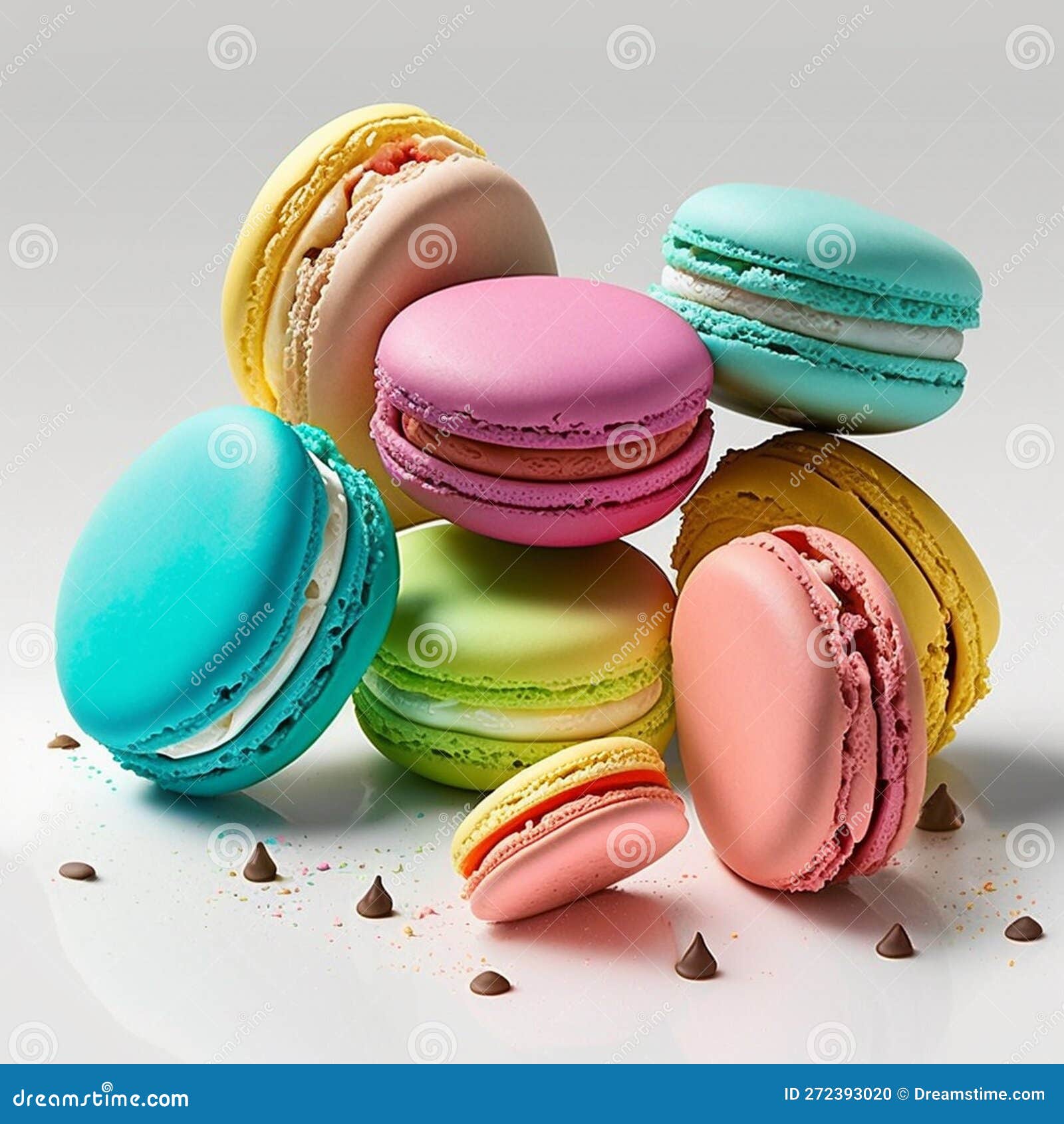 Cakes Macaron or Macaroon Stack on Light Background, Colorful Vibrant ...
