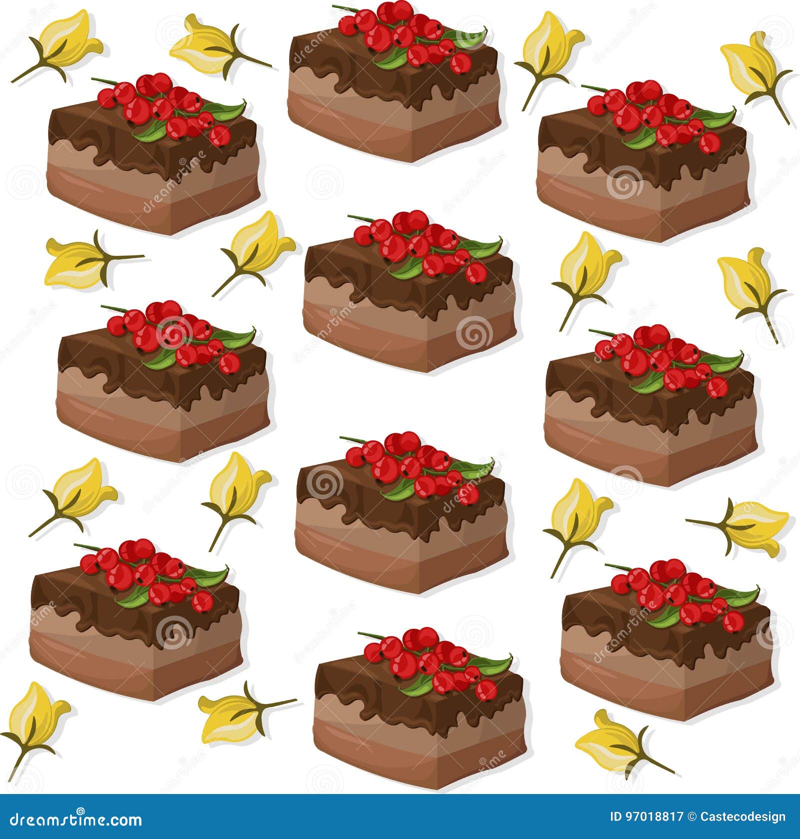 Cakes Pattern on White Background Vector Illustration Stock Vector ...