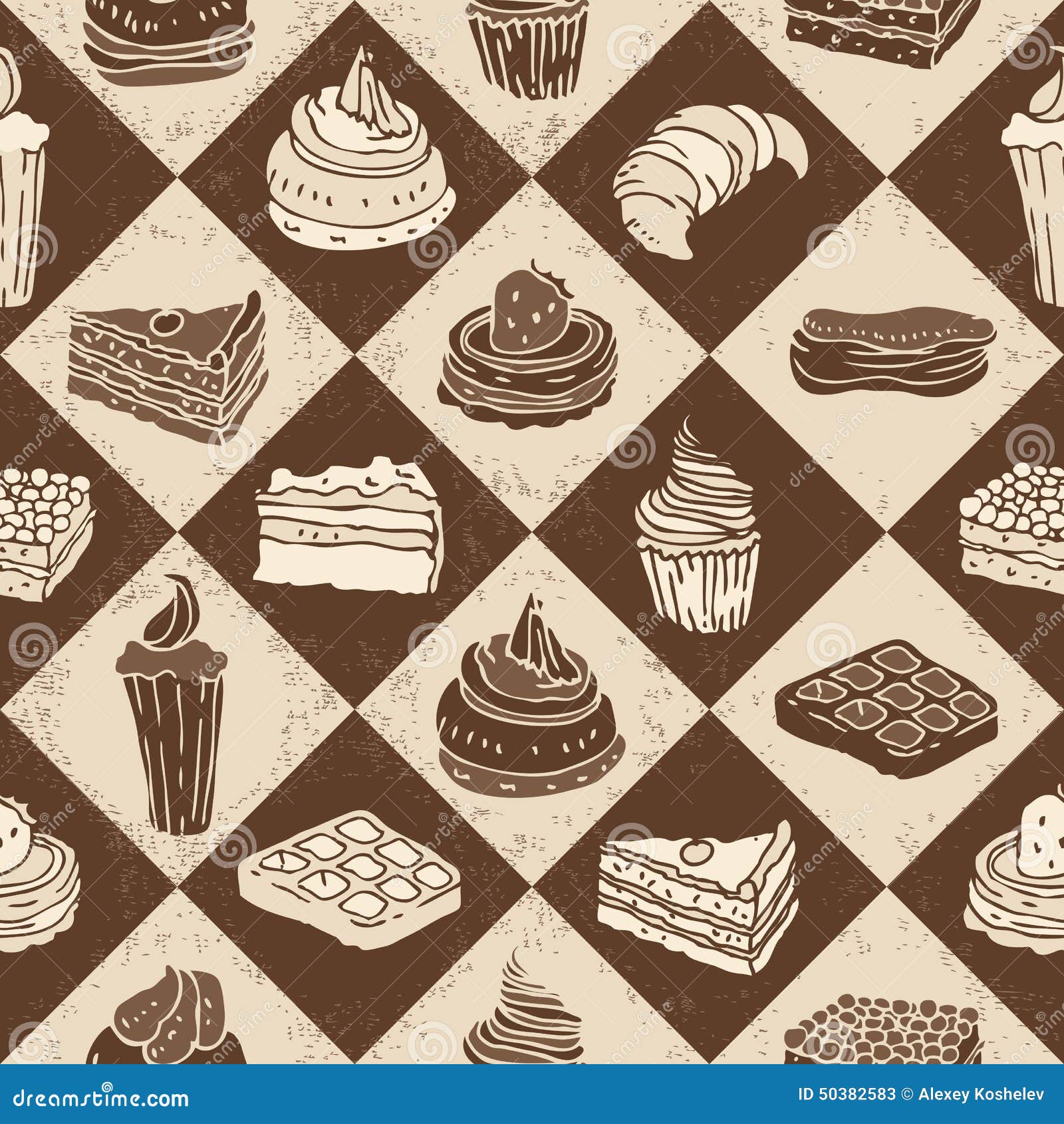 Cakes seamless pattern stock vector. Illustration of cell - 50382583