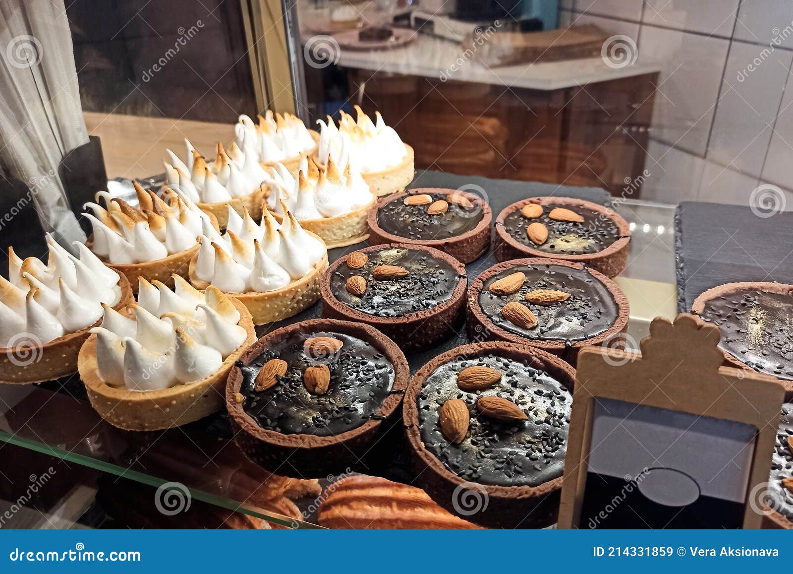 Cakes on the Showcase of a Coffee Shop Stock Image - Image of bakery ...