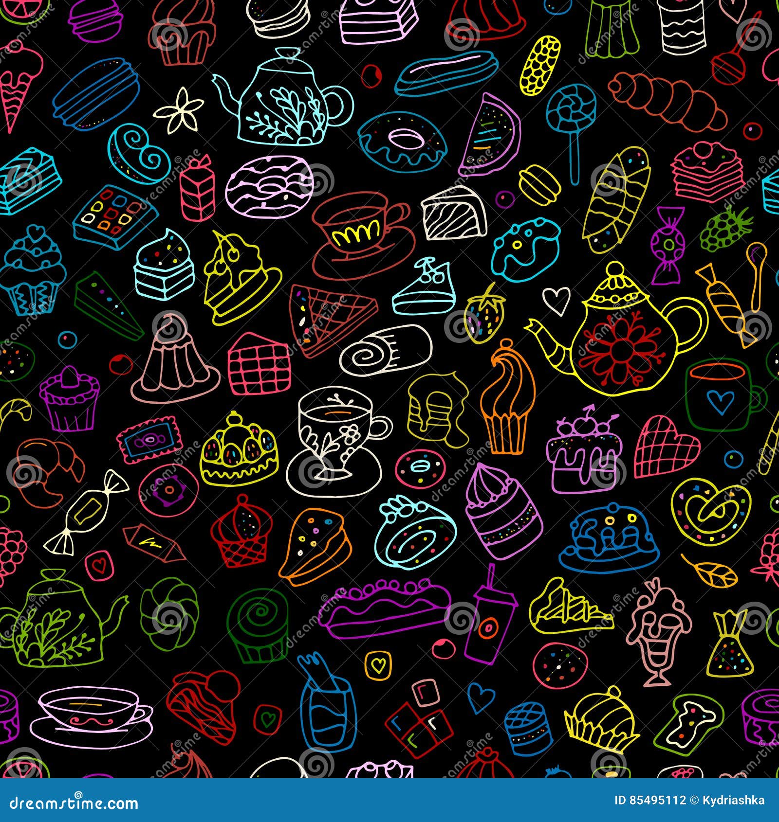 Cakes and Sweets, Seamless Pattern for Your Design Stock Vector ...