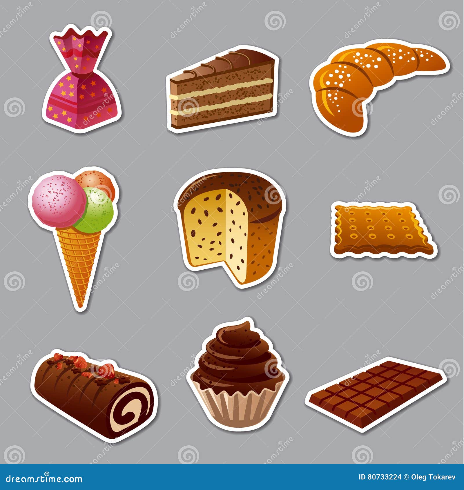 Cakes and sweets stickers stock illustration. Illustration of cookie ...
