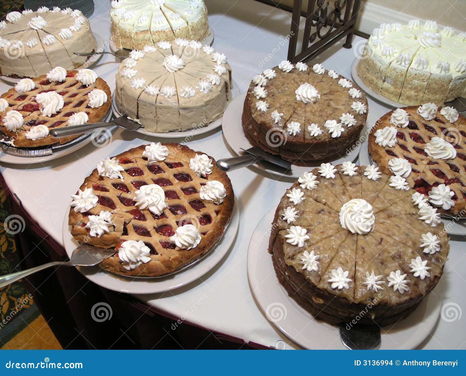 Cakes on table stock photo. Image of confectionery, party - 3136994