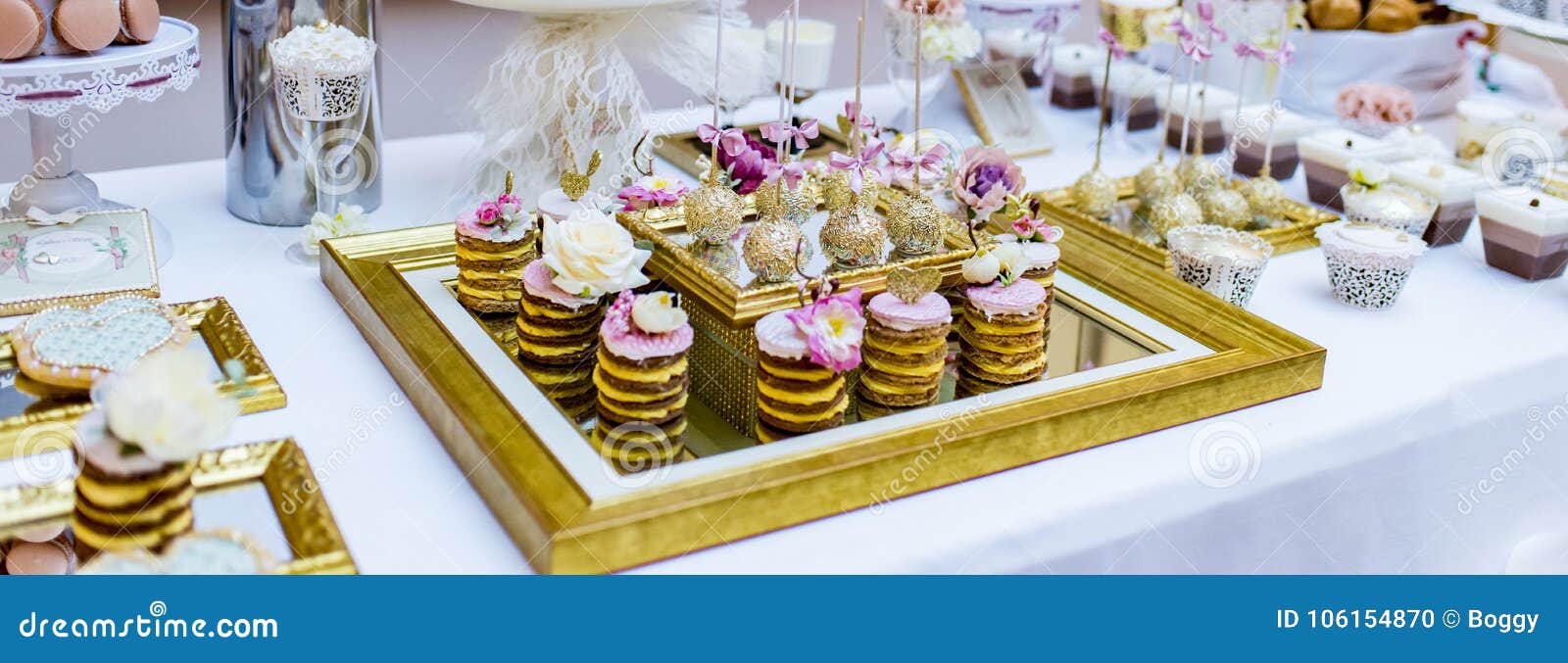 Cakes on the table stock photo. Image of party, delicious - 106154870