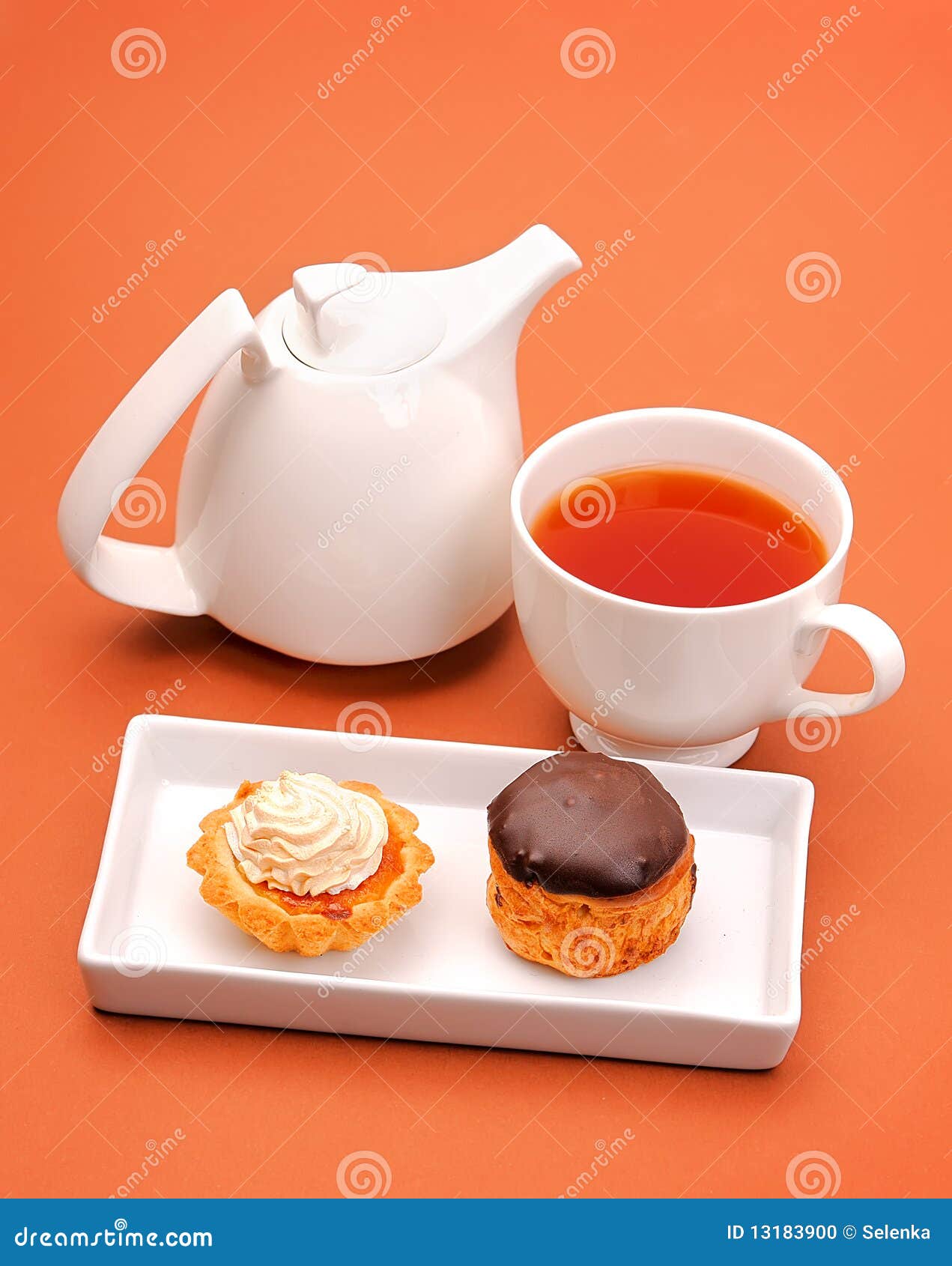 Cakes with tea stock photo. Image of decorate, indulgence - 13183900