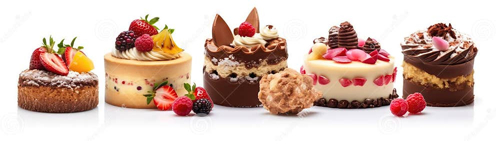 Cakes on a White Background. Generative AI Stock Illustration ...