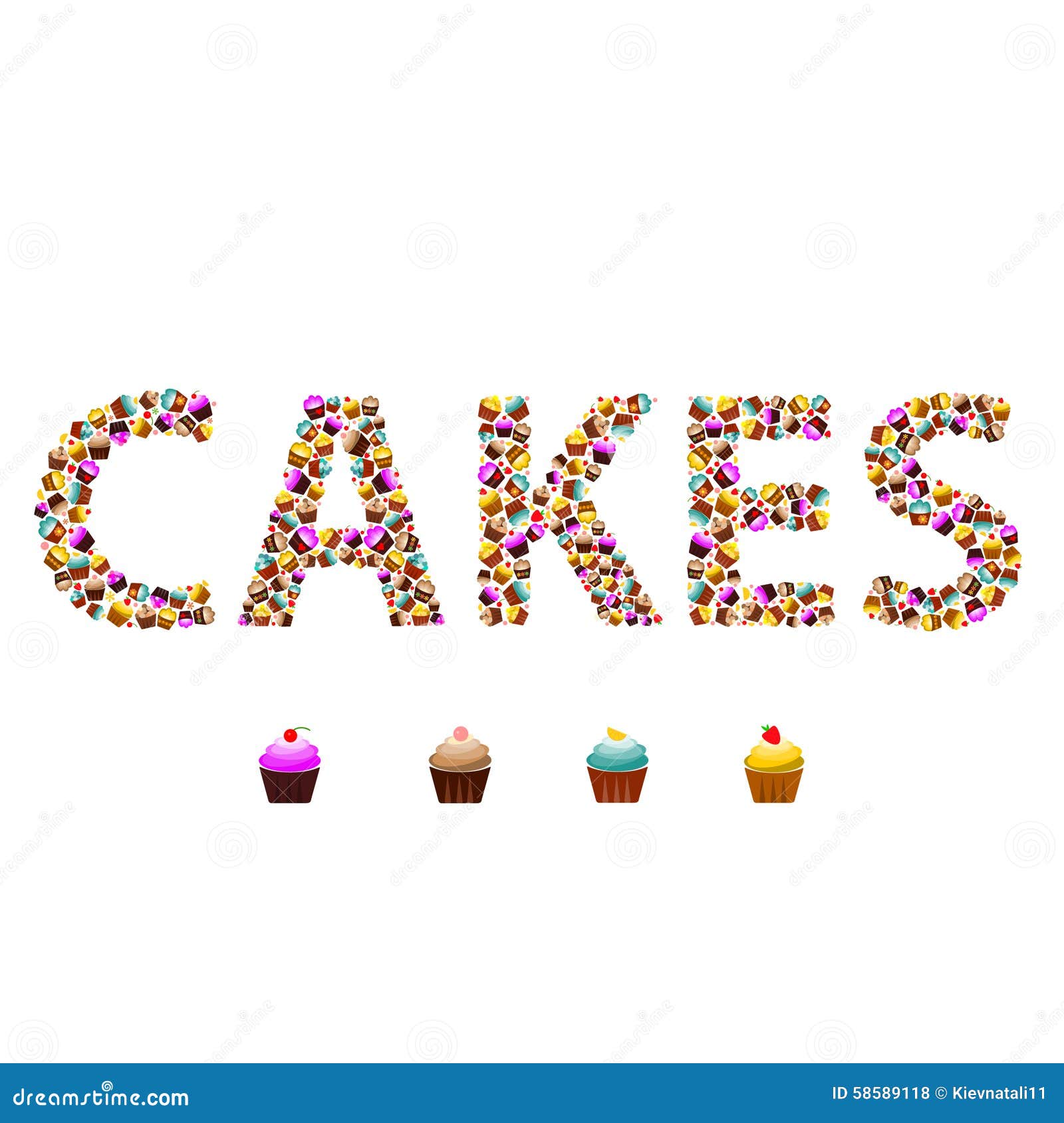 CAKES_word illustrazione vettoriale. Illustrazione di forno - 58589118